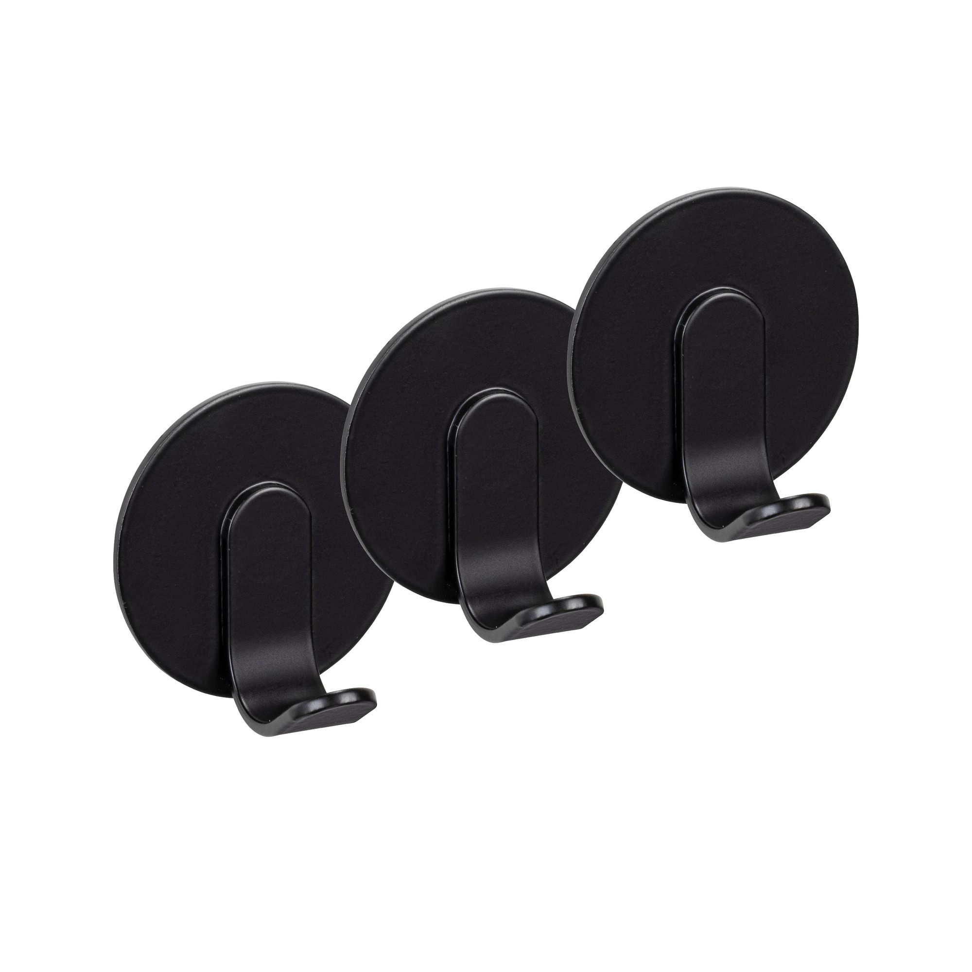 Lot de 3 Crochets Muraux BIVIO, Fixation sans perçage - Alu inox - Noir ...
