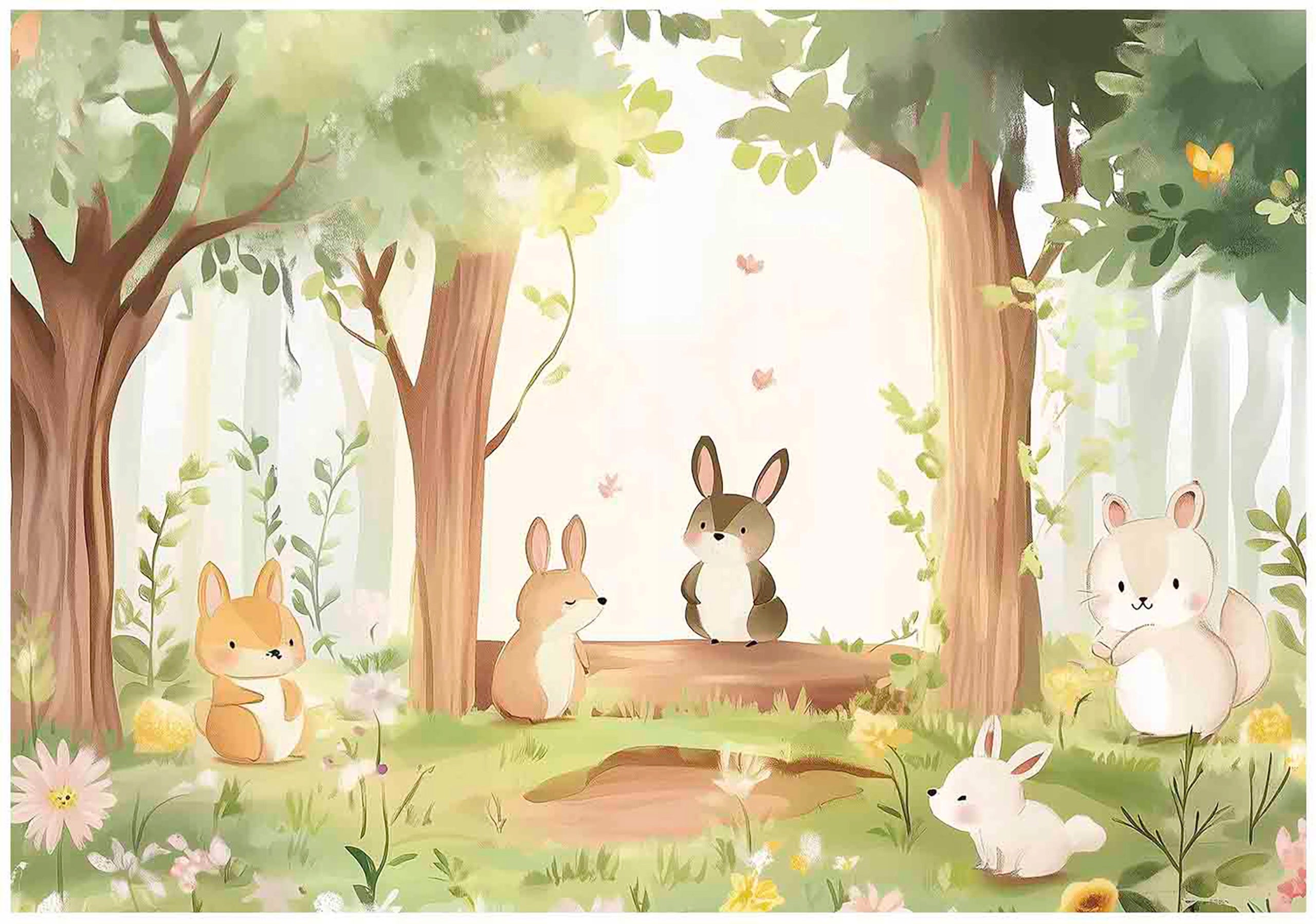 Papier Peint Enfant Intissé Panoramique Pour Enfant Chambre Forêt ...