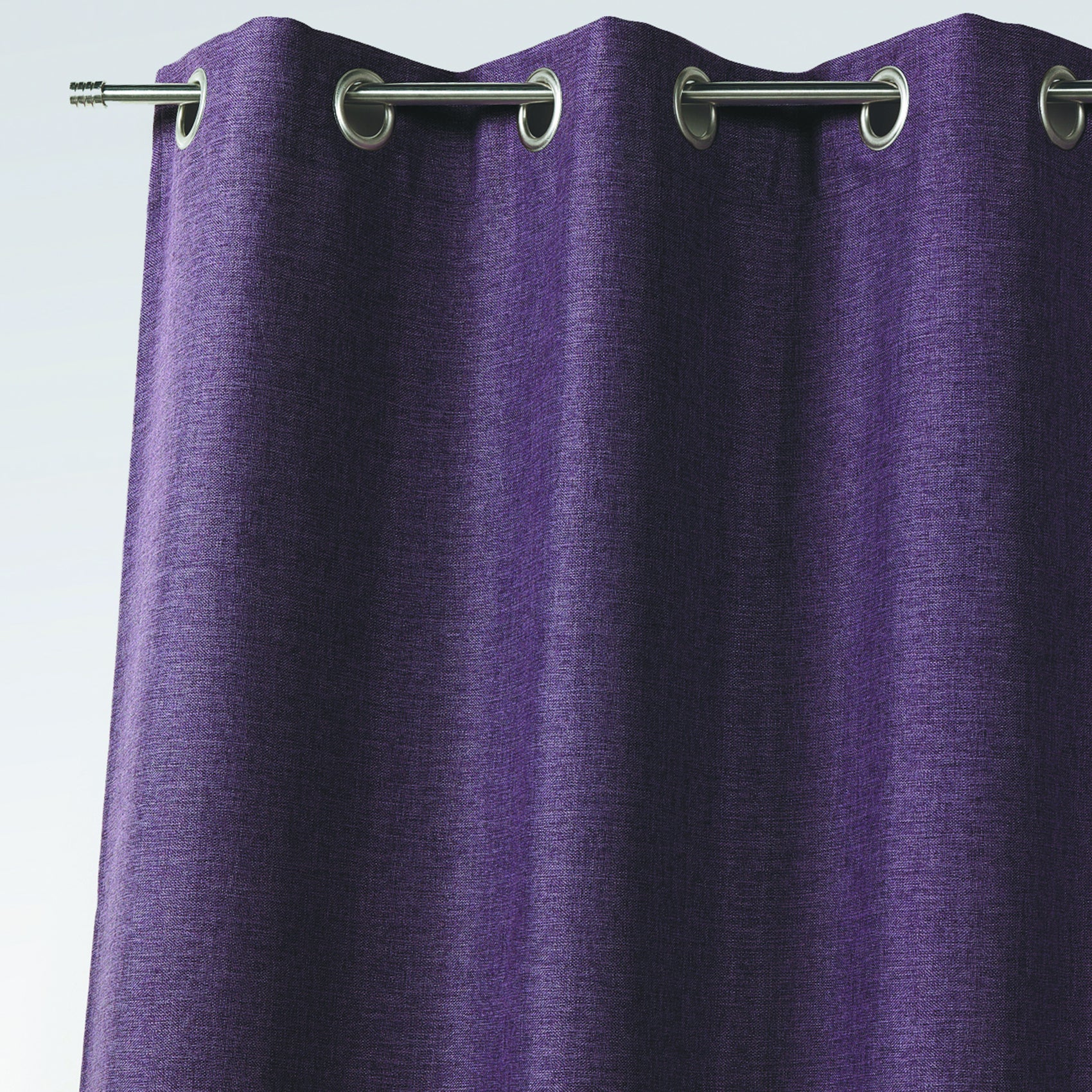 Rideau toile uni aspect naturel - Prune - 140x260 cm - Polyester ...