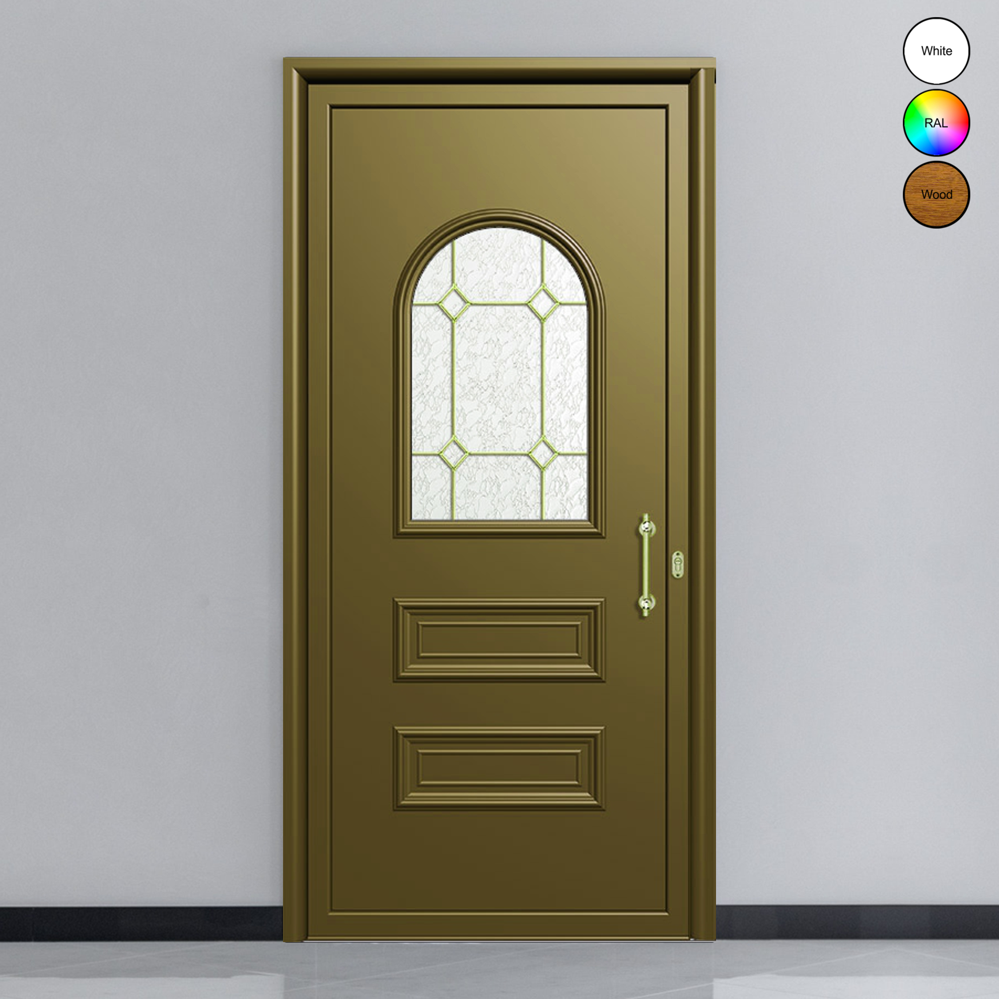 Porte d'entrée en aluminium CLASSIC DESIGN 2305 RAL 8000 ( L.: 90 cm x ...