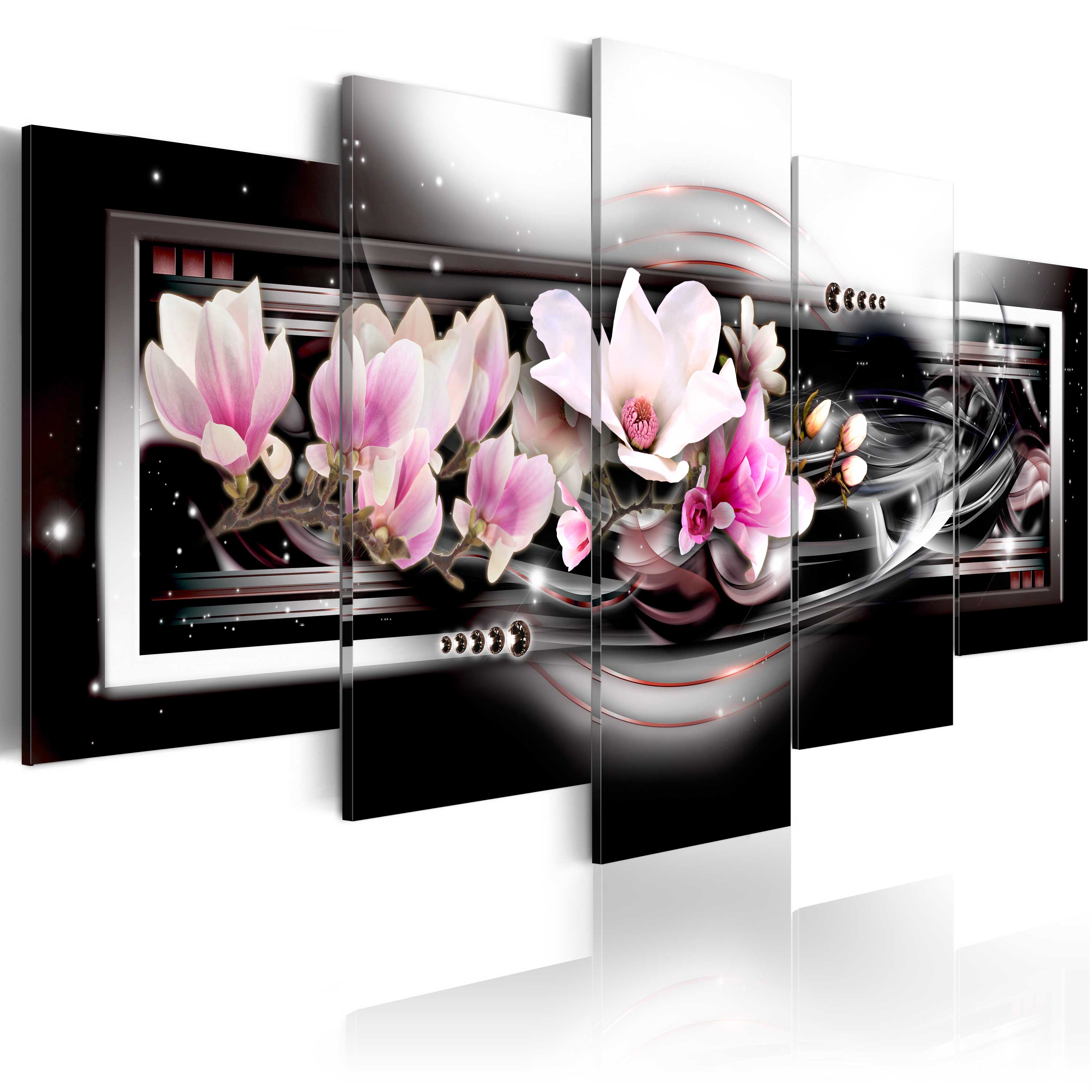 Tableau - Magnolias on a black background 200x100 cm | Leroy Merlin