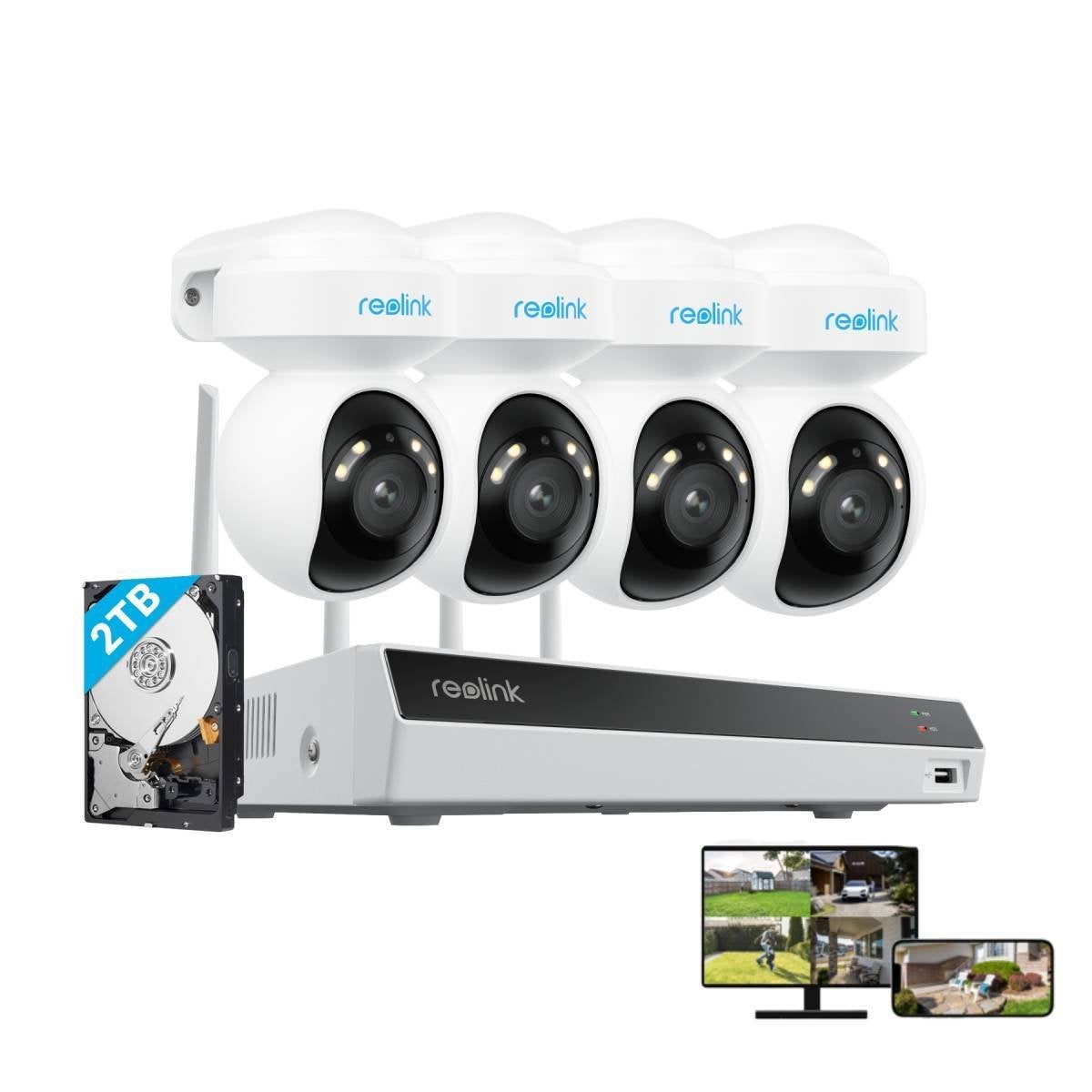 Kit de vidéosurveillance avec 12CH 2To WiFi NVR et 4 caméra 4K WiFi PT ...
