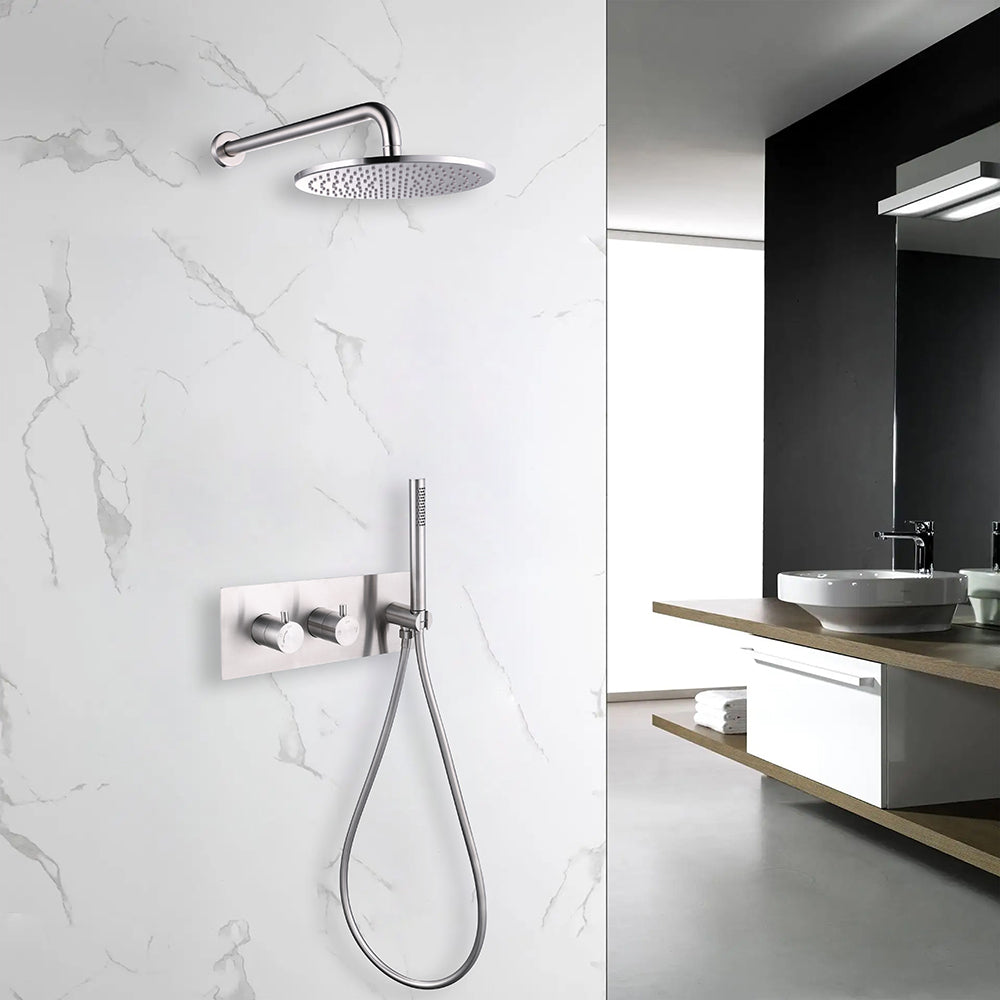 Colonne de douche encastrée thermostatique CORPOSA acier brossé | Leroy ...