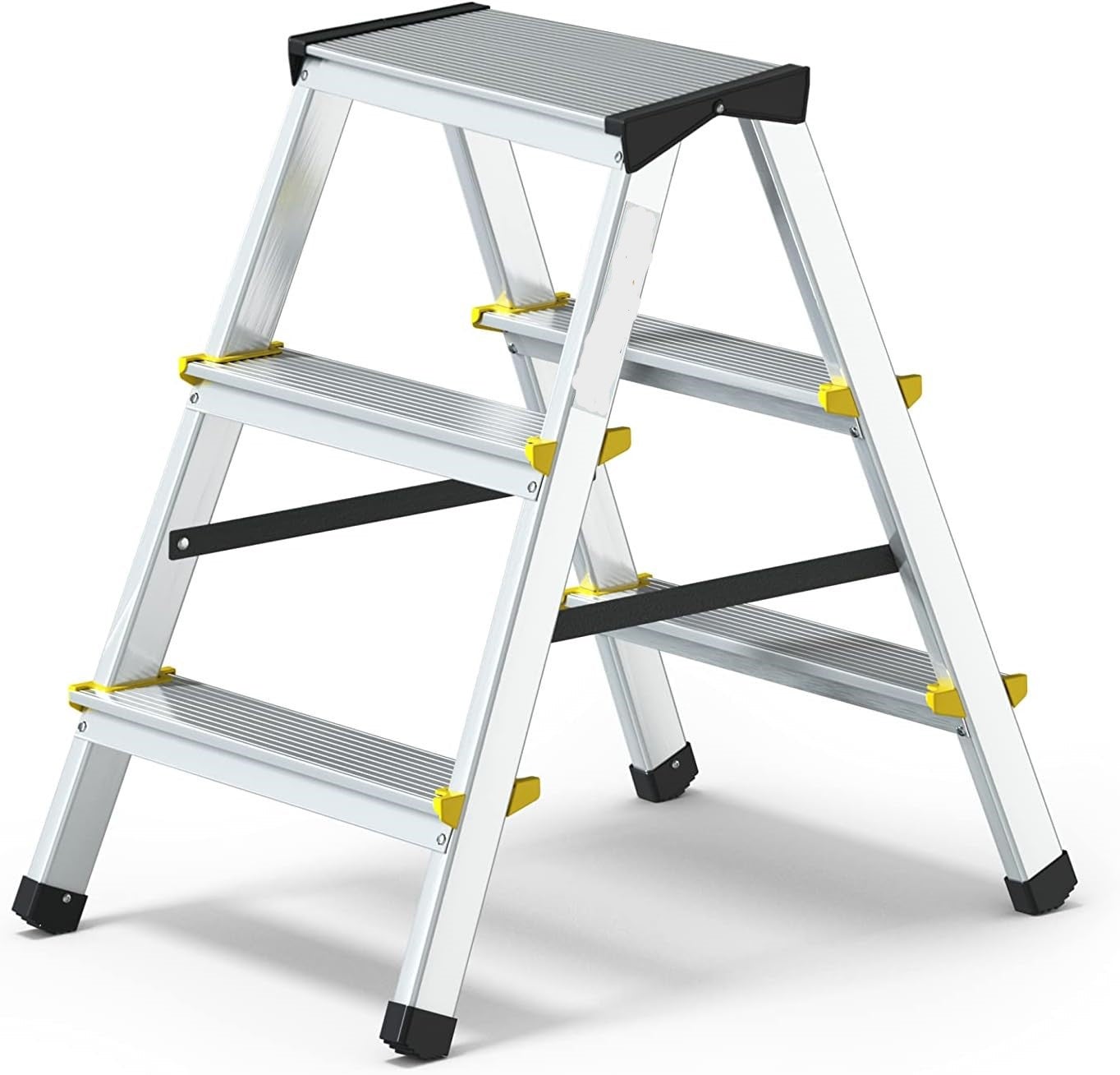 Tabouret échelle aluminium 3 marches 3x3 double montée 125 kg | Leroy ...