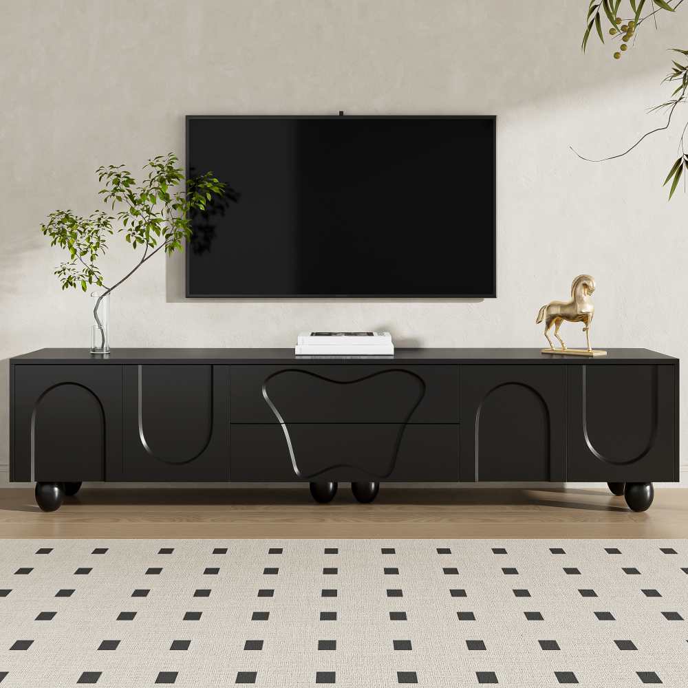 Meuble TV 180 cm avec pieds en bois – Design moderne minimaliste ...