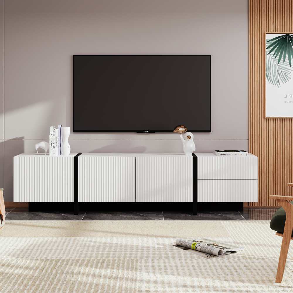 Mueble TV moderno con 3 puertas y 2 cajones, gran espacio de ...