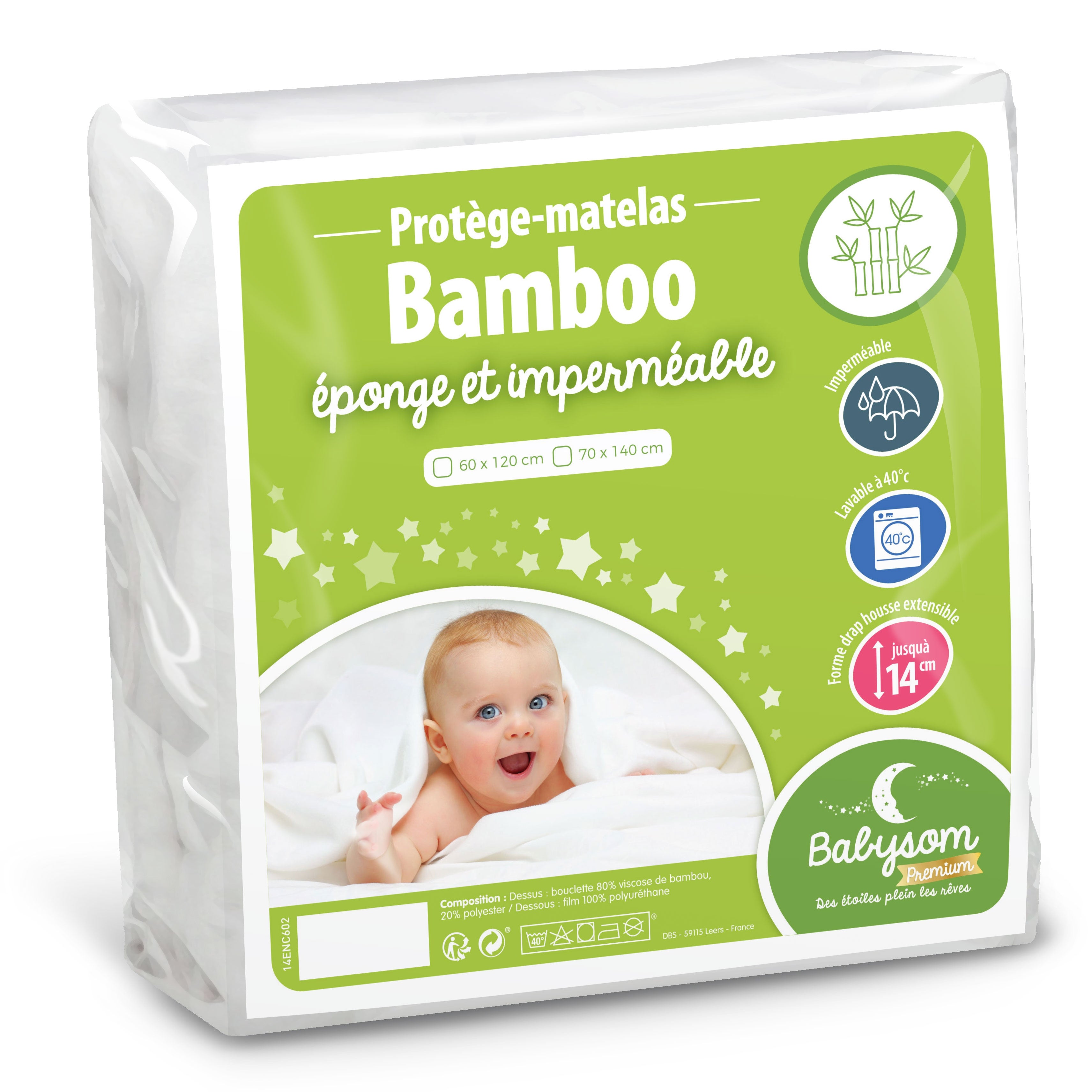 Babysom - Protège Matelas Bébé Bamboo 70x140 cm | Alèse imperméable ...