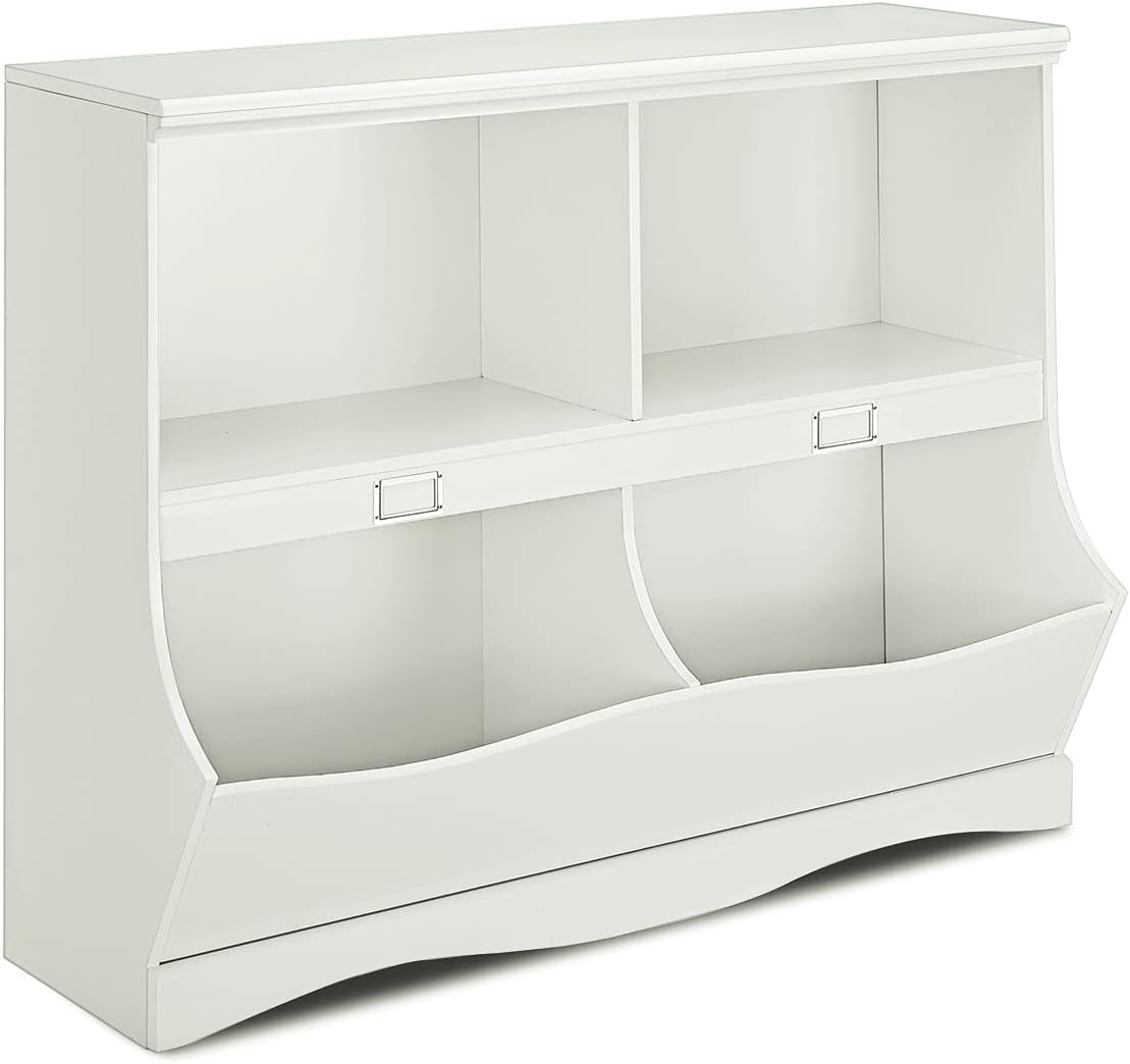 Scaffale per Bambini, con 4 Scomparti Aperti e Piano Liscio, Libreria ...