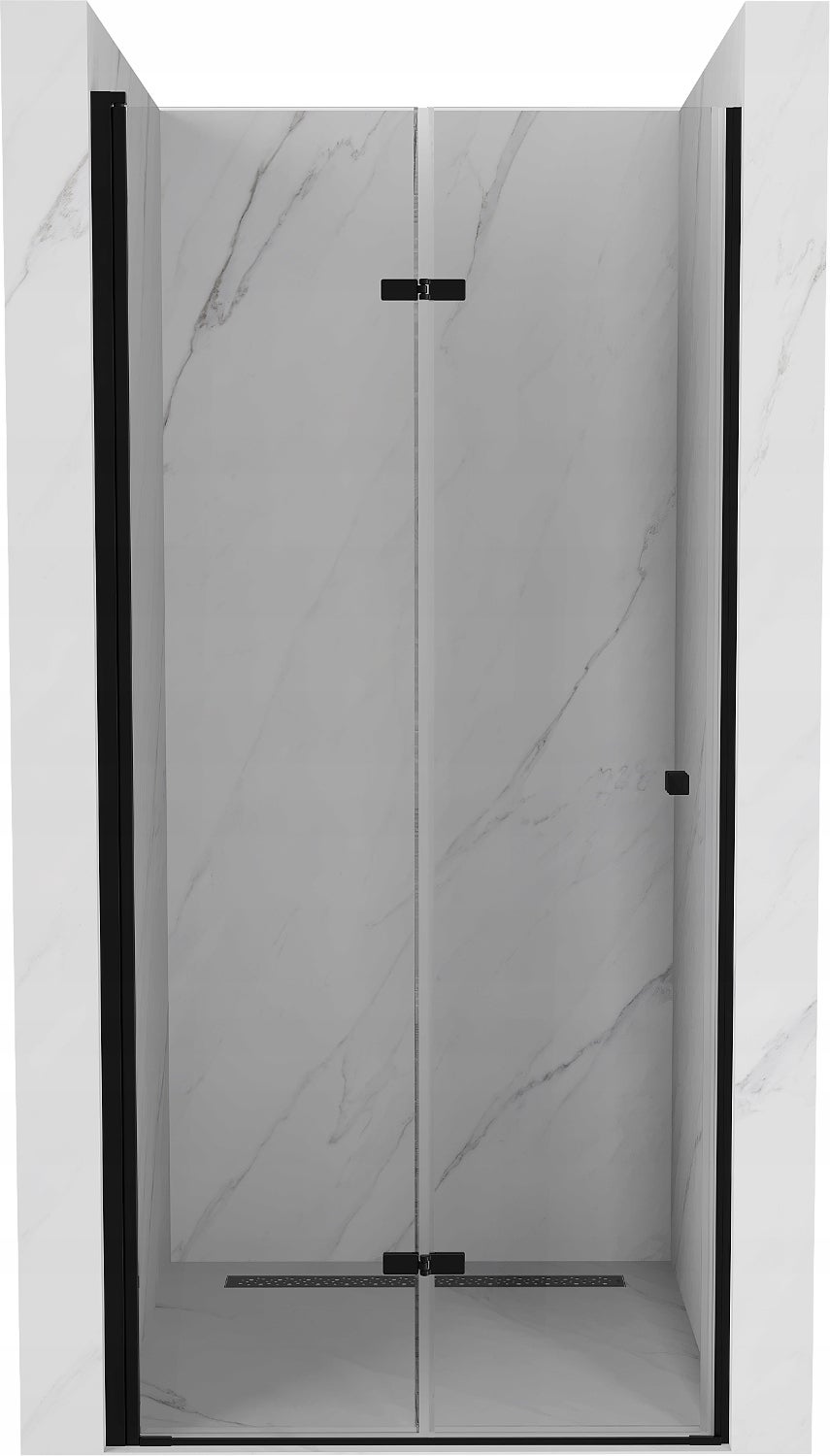 Mampara de ducha frontal plegable 110cm + fijo - Cristal templado 6mm ...