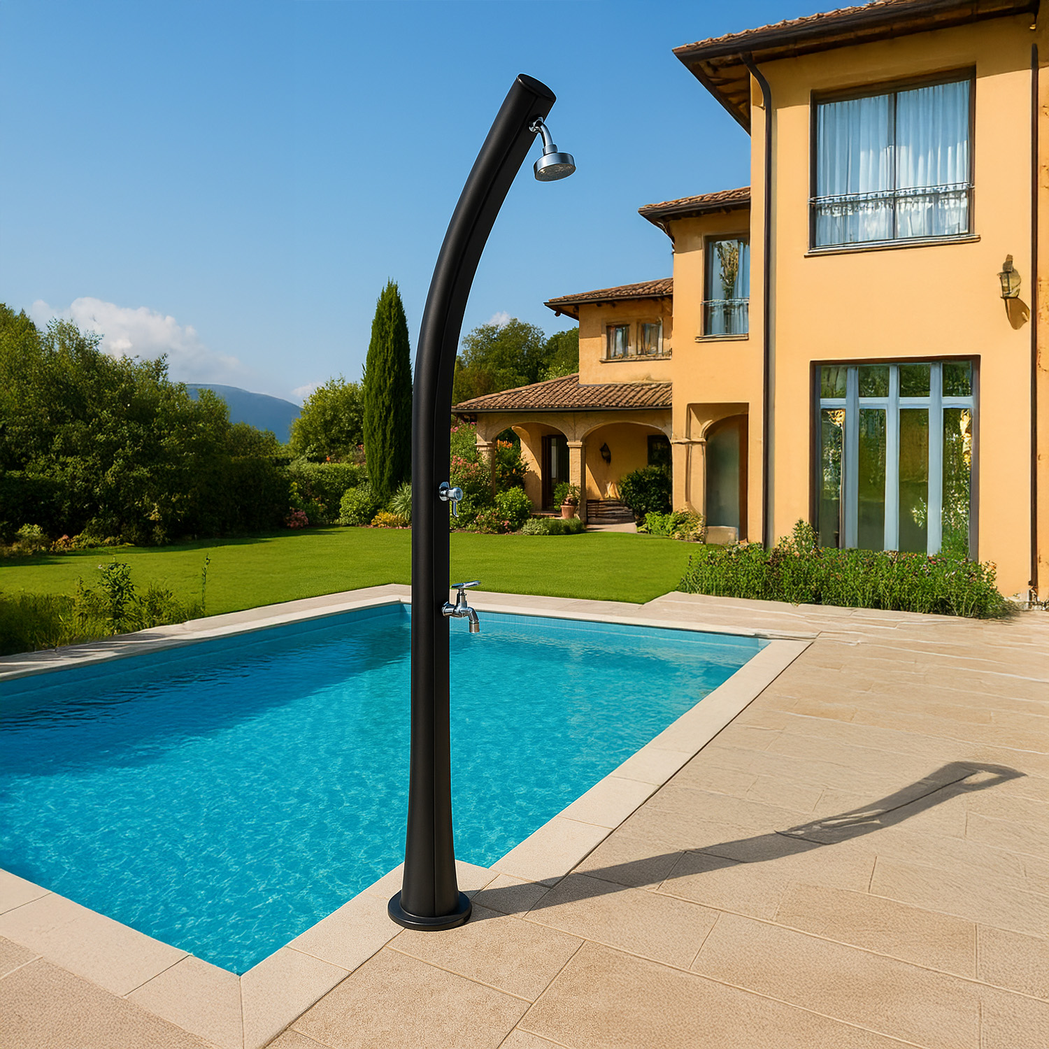 Ducha Para Exterior Negra con Calefacción Solar, Cuerpo Curvo de ...