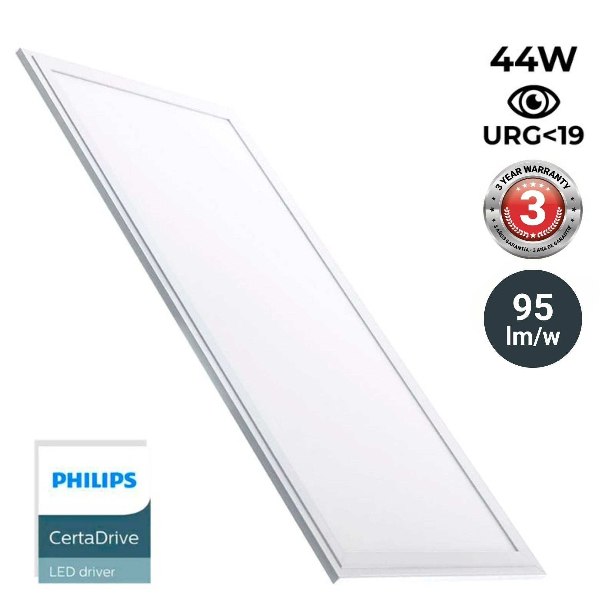 Panel LED slim 120X30 cm - Driver Philips - 44W - UGR19 - Blanco Neutro ...