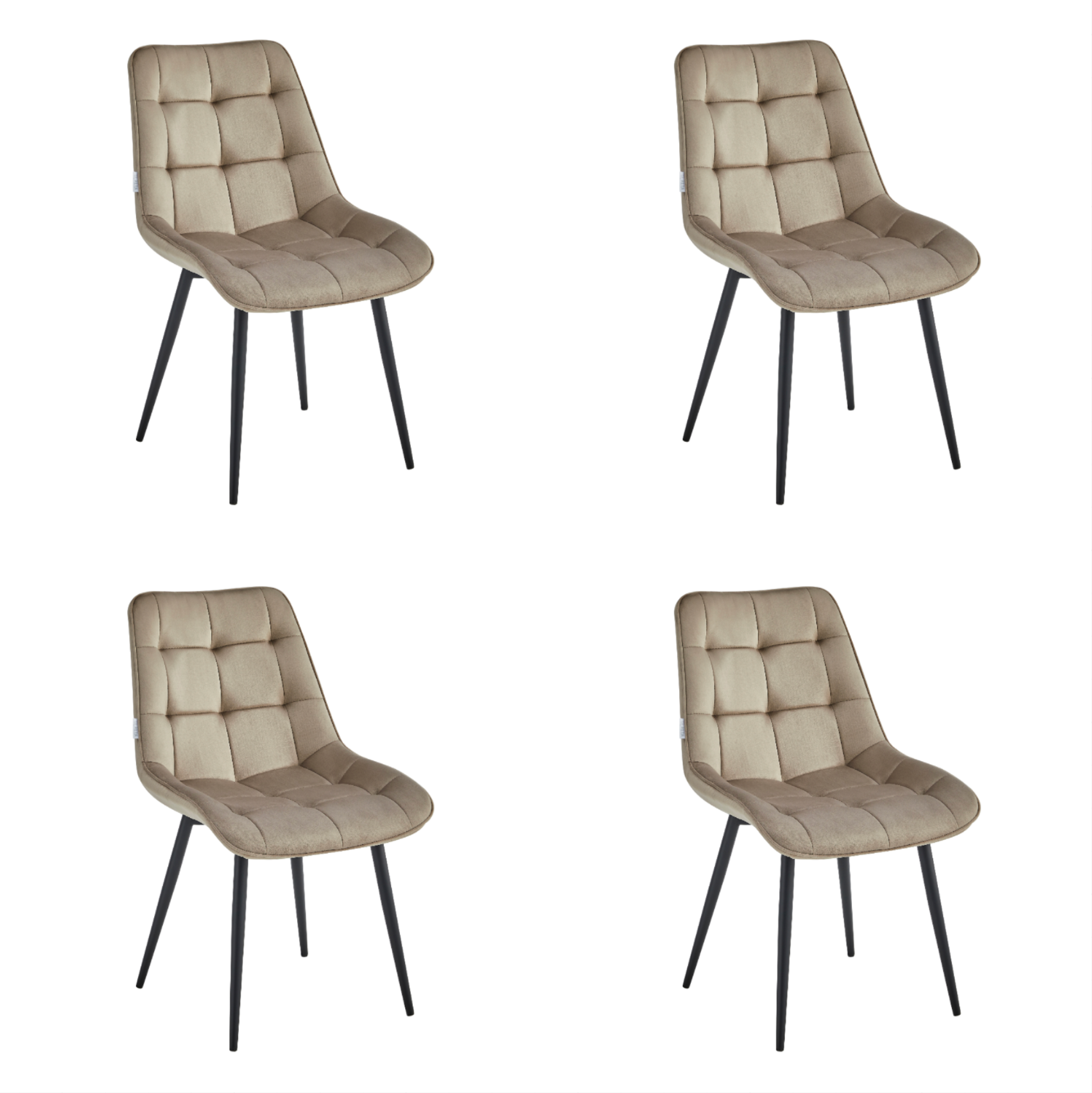Pack 4 sillas de comedor MIAMI MOCA tejido VELOUR con patas de metal ...