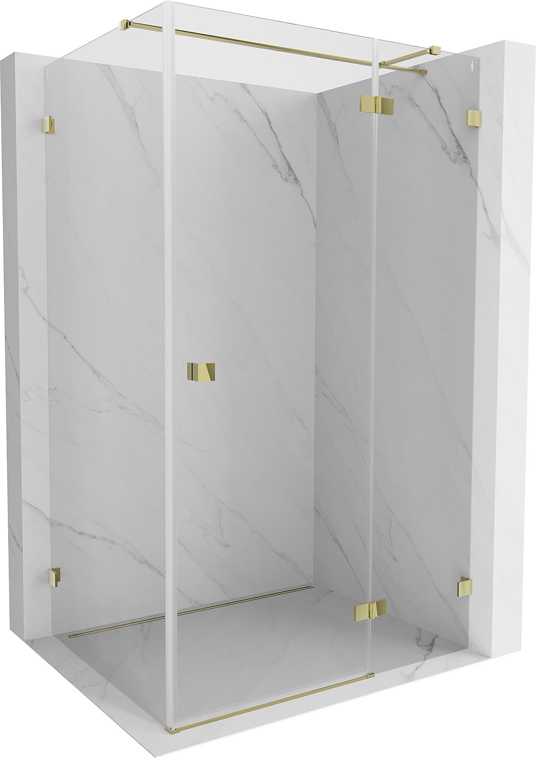 Mexen Lunar T cabina de ducha abatible derecha 140 x 80 cm, transparente, dorada - 834T-140-080 ...