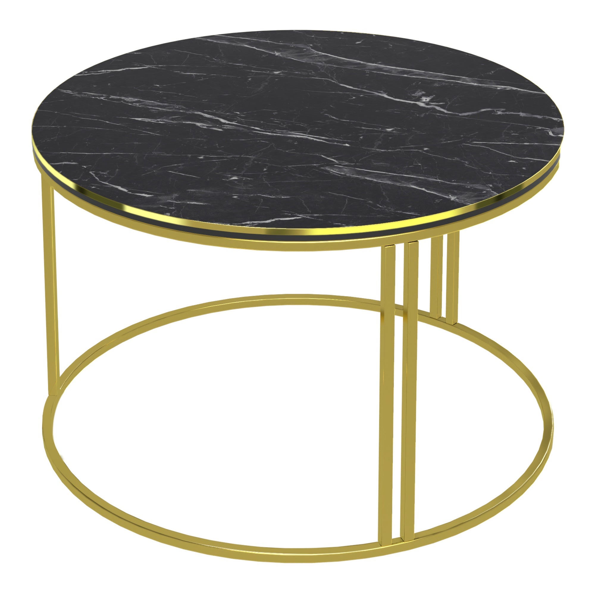 Tavolino rotondo 50 x 80 cm marmo nero oro 03_0008426 | Leroy Merlin