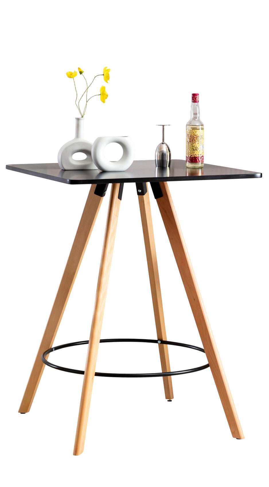 Table haute de bar avec plateau carré repose-pieds style scandinave en ...