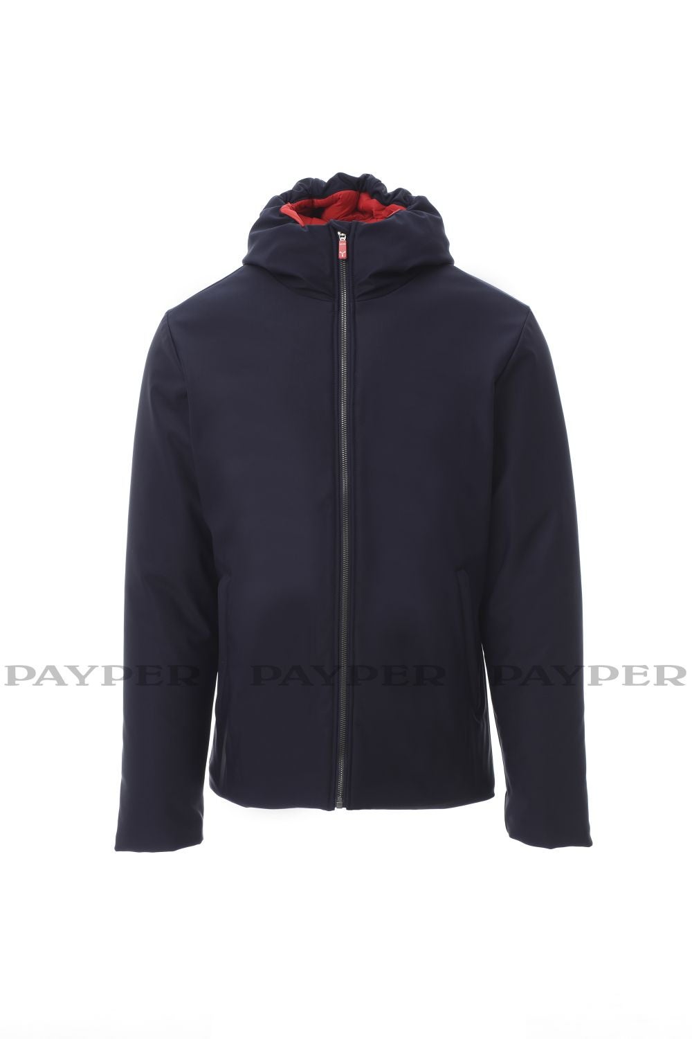 Veste soft-shell rembourrée pour homme, avec capuche OREGON de marque PAYPER - Bleu marine/Rouge ...