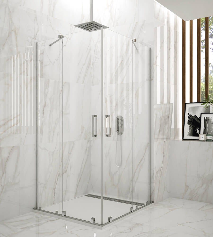Mampara Vitro Angular Transparente Cromo 120X75 | Leroy Merlin