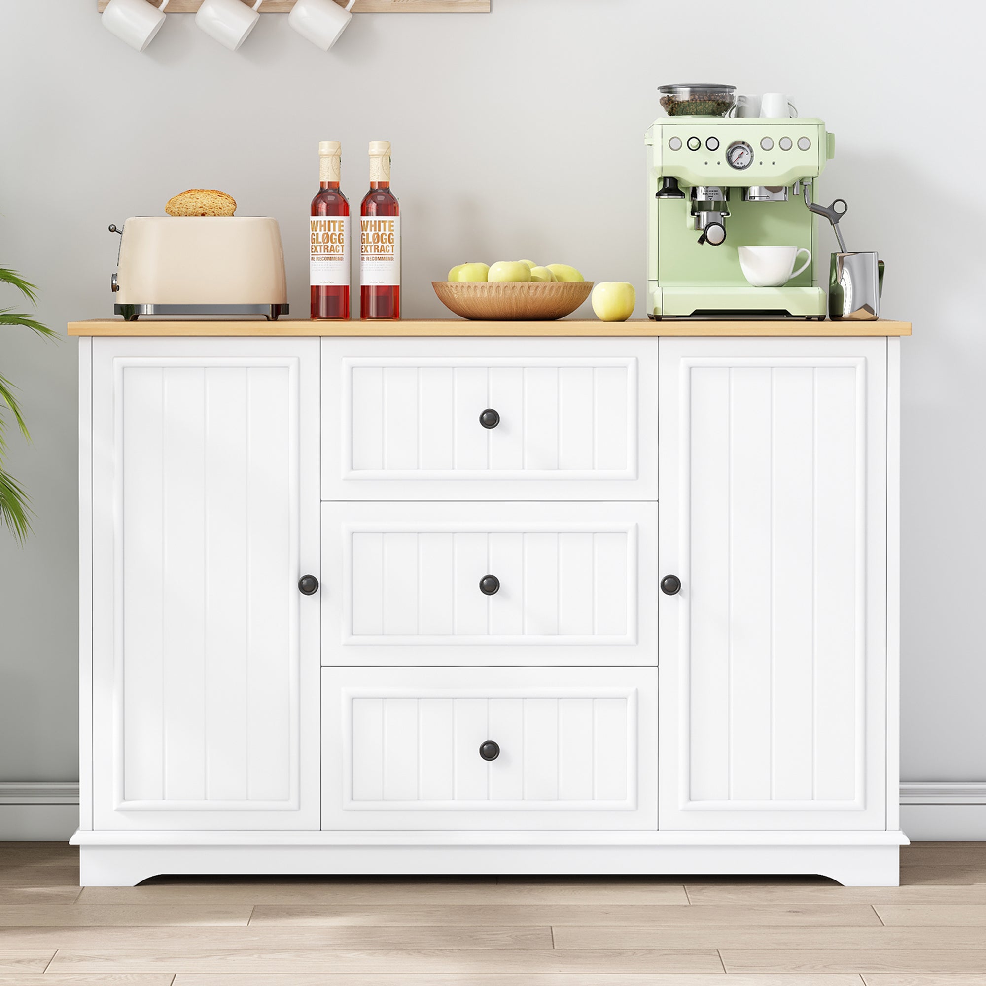 Buffet de rangement 3 tiroirs avec portes et étagères réglables ...