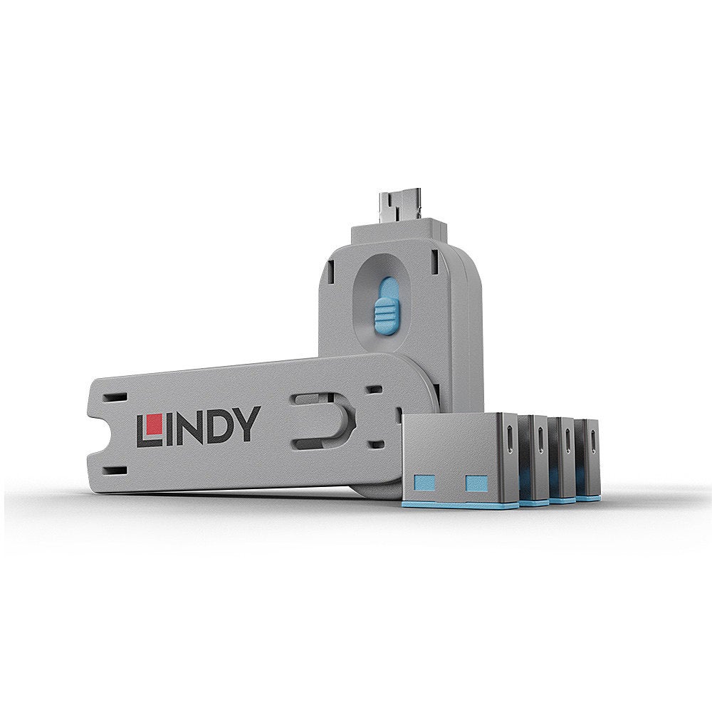 LINDY Verrous de ports USB - avec clé et 4 verrous bleu | Leroy Merlin