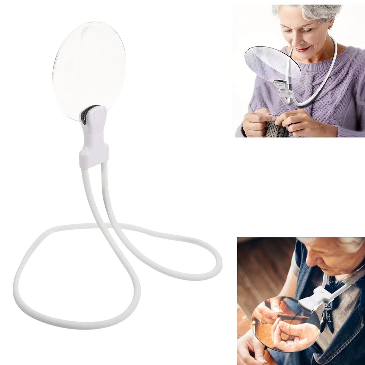 LOUPE DE COU MAINS LIBRES FLEXIBLE RÉGLABLE 5X BRODERIE BLANCHE | Leroy Merlin