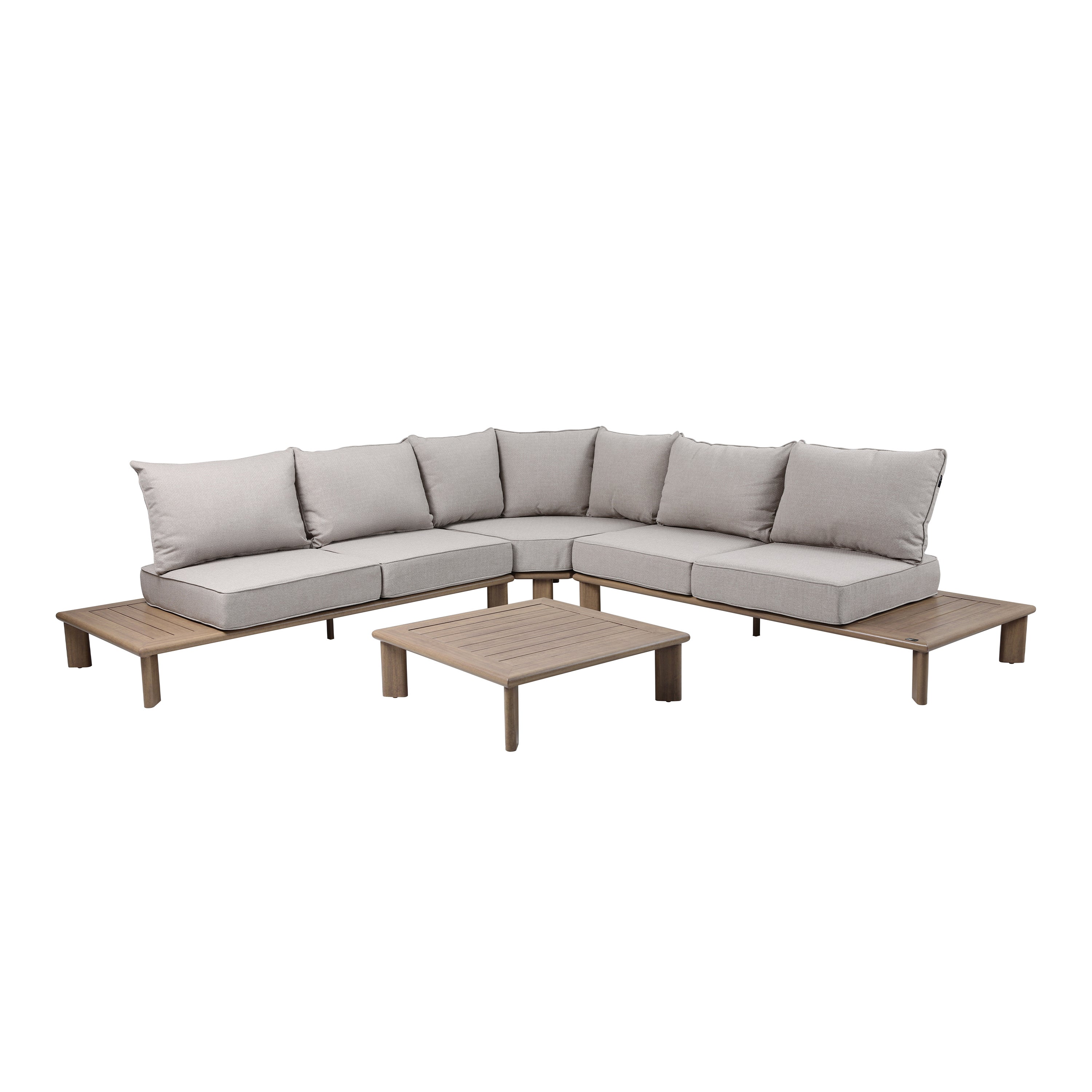 AXI Avery Sofá de esquina para exteriores con mesas de madera/beige ...