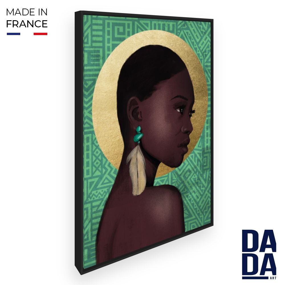 Toile encadrée Portrait doré / 100x140cm / Cadre Noir / Fabriqué en ...
