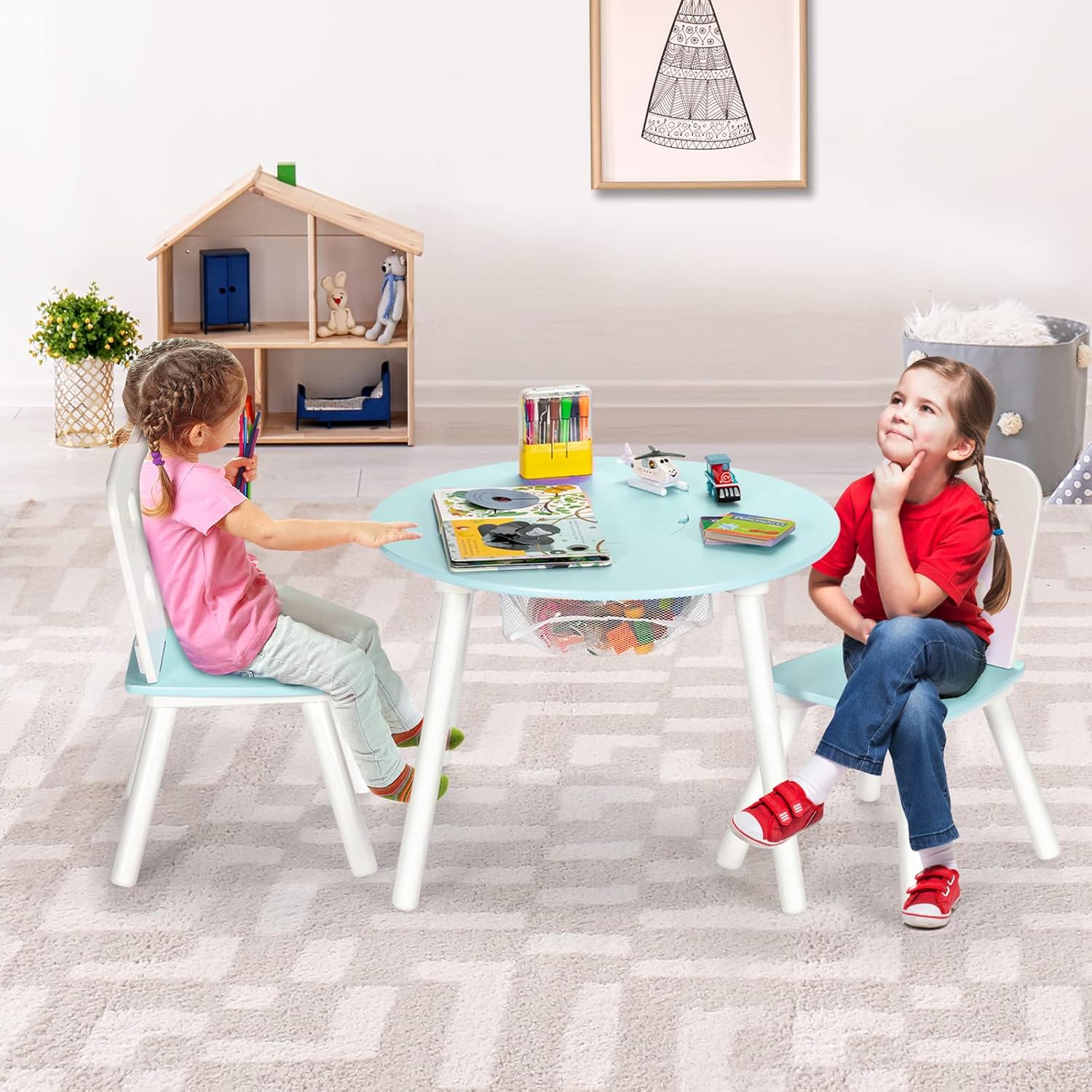 Mesa infantil con 2 sillas, 3-7 años, ergonómica - Mesa de actividades ...