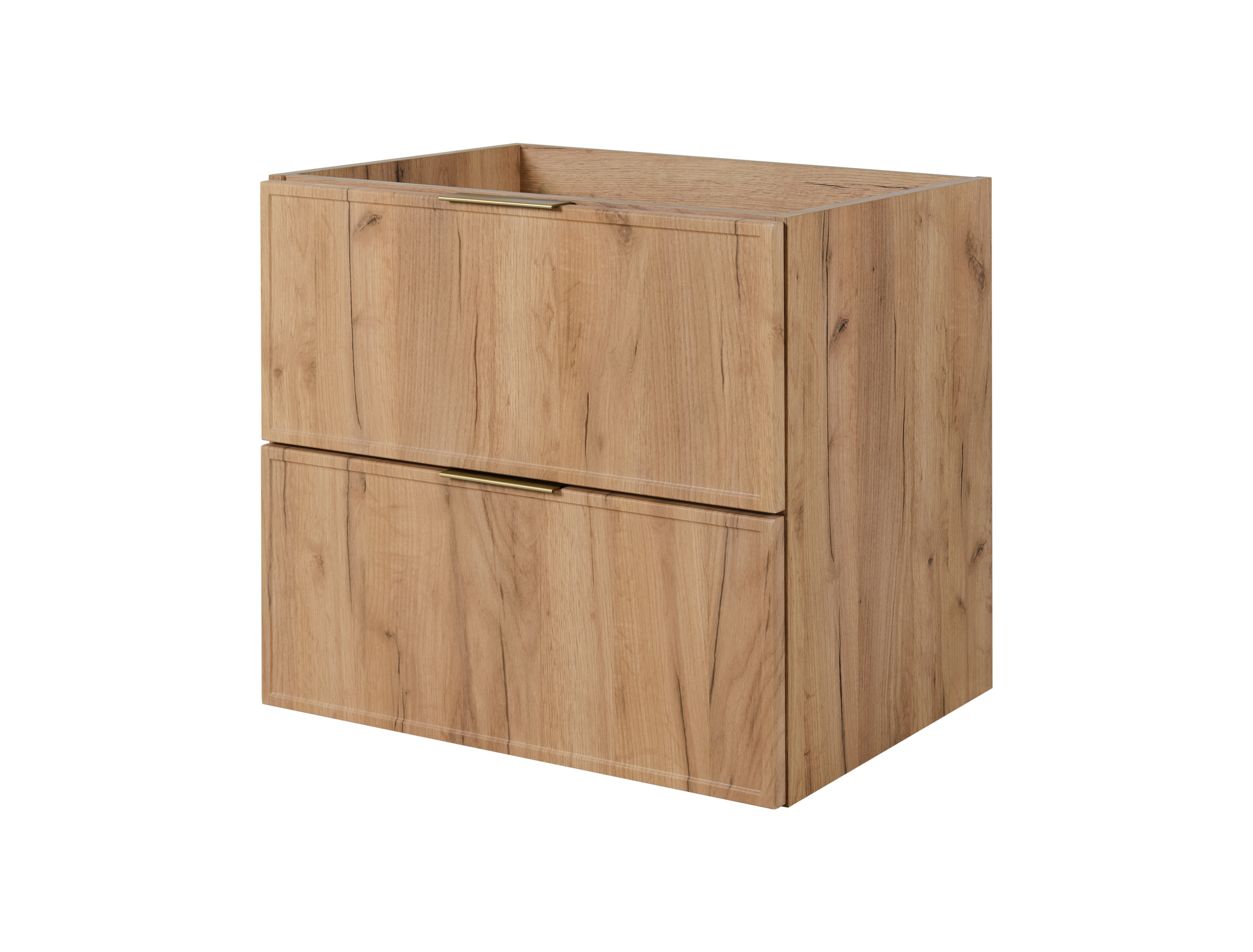 Meuble de salle de bain, Chêne Craft, poignée dorée, 80 (60 + 20) x 46 ...