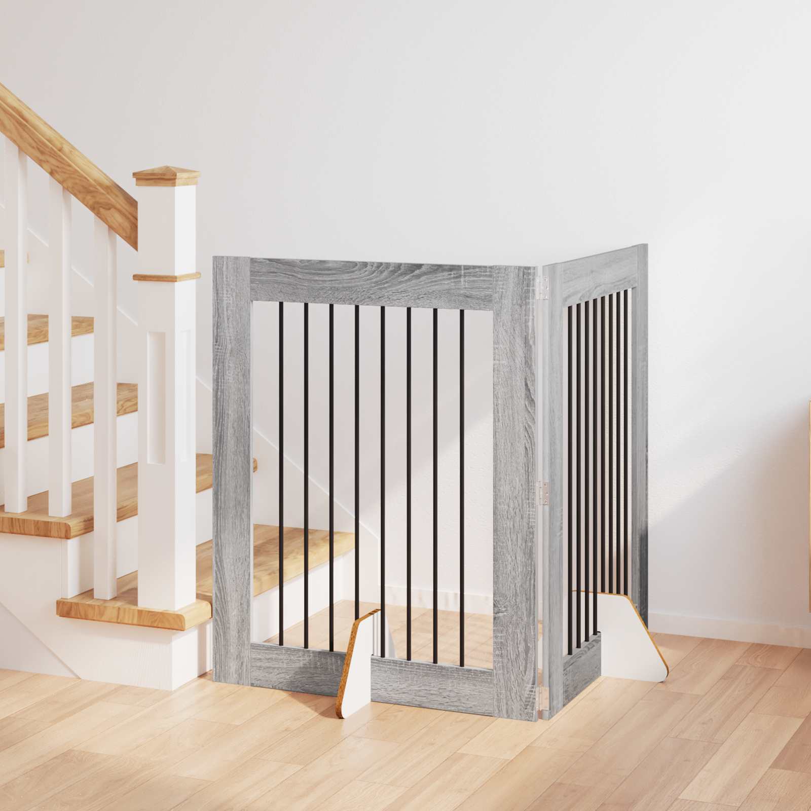 Puerta para perros plegable con soportes 2 pcs Gris | Leroy Merlin