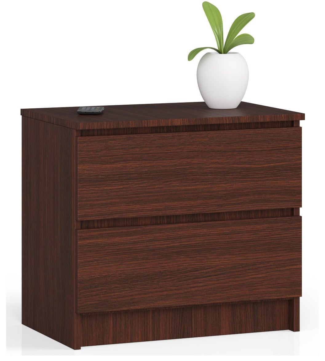 Table de chevet : 2 tiroirs, wengé, l: 60 cm, h: 55 cm, p: 40 cm ...