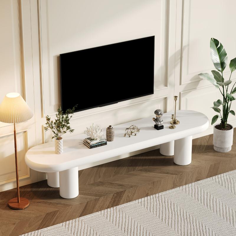 Table TV Moderne Blanche 160 x 40 x 40 cm – Table TV Minimaliste avec 4 ...