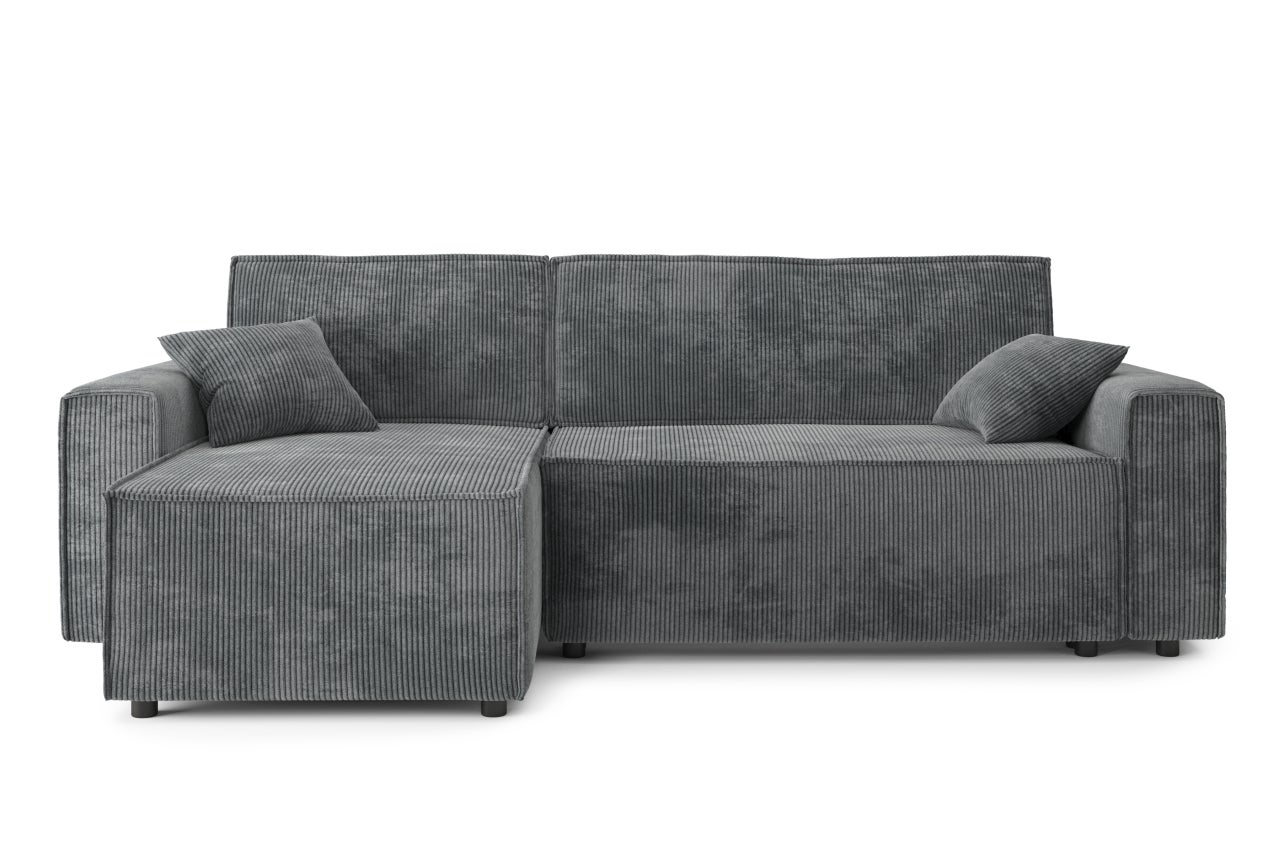 Canapé d'angle MIRA convertible et réversible velours côtelé gris ...