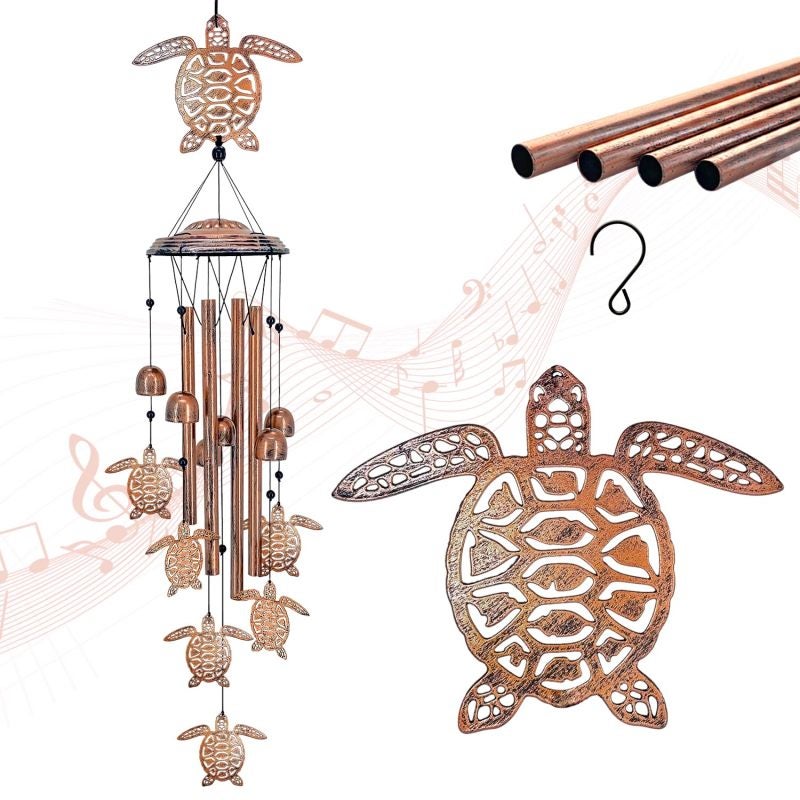 Carillon tortues marines métal – Cadeau femme/maman, déco int/ext pour ...