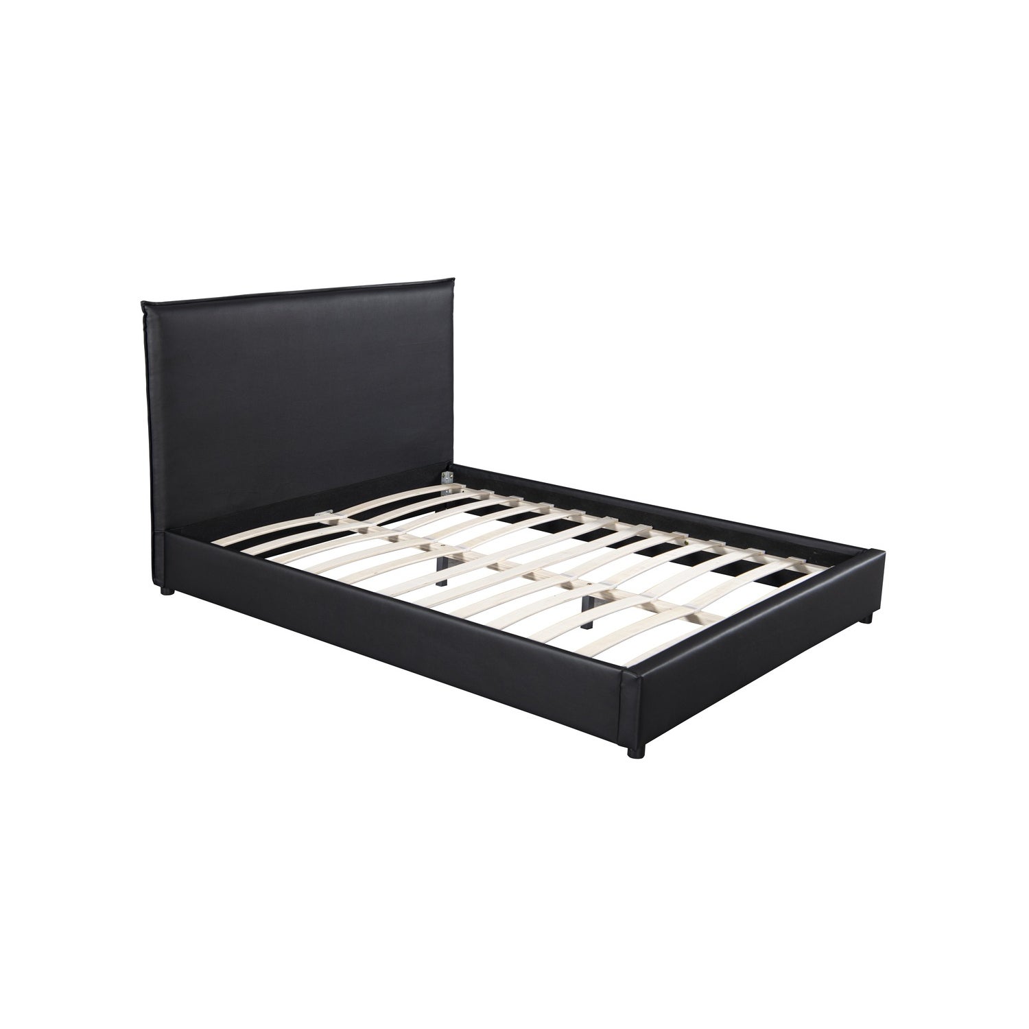 CHESTER - Lit design 140x190 en similicuir noir | Leroy Merlin