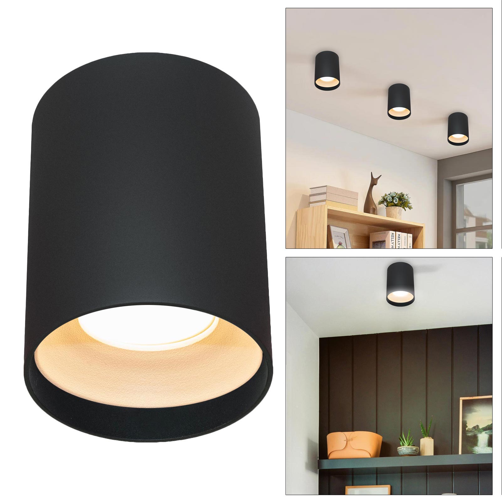 NIKOS plafonnier moderne spot de plafond noir blanc GU10 LED lumière ...