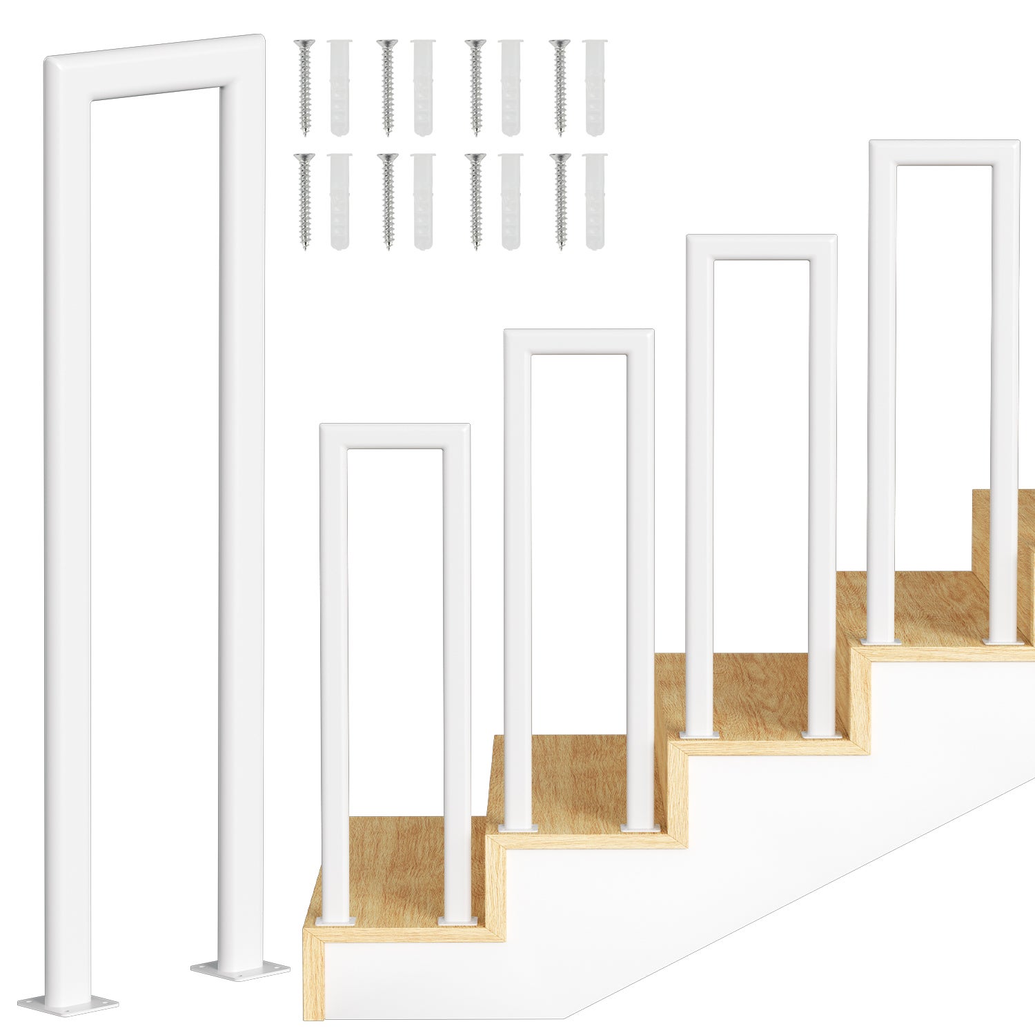 Ringhiera per esterni, lunghezza 85 cm, ferro, Bianco, Tubo ellittico ...