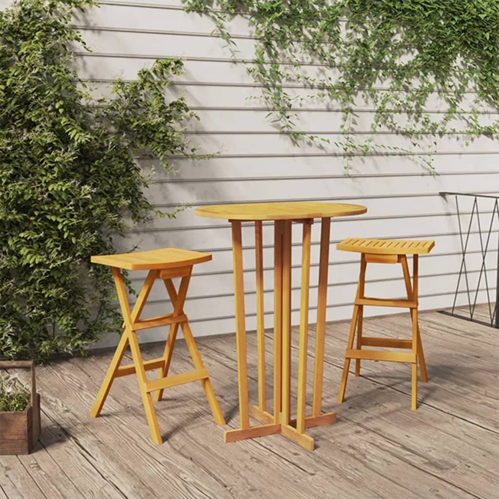 Ensemble de bar pliable 3 pcs Bois de teck massif vidaXL | Leroy Merlin