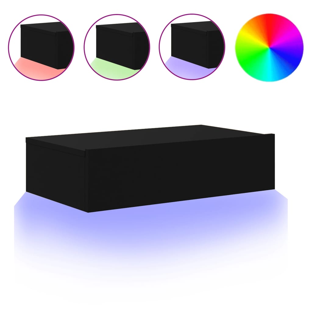 Mueble de TV con iluminación LED negra 60x35x15,5 cm | Leroy Merlin