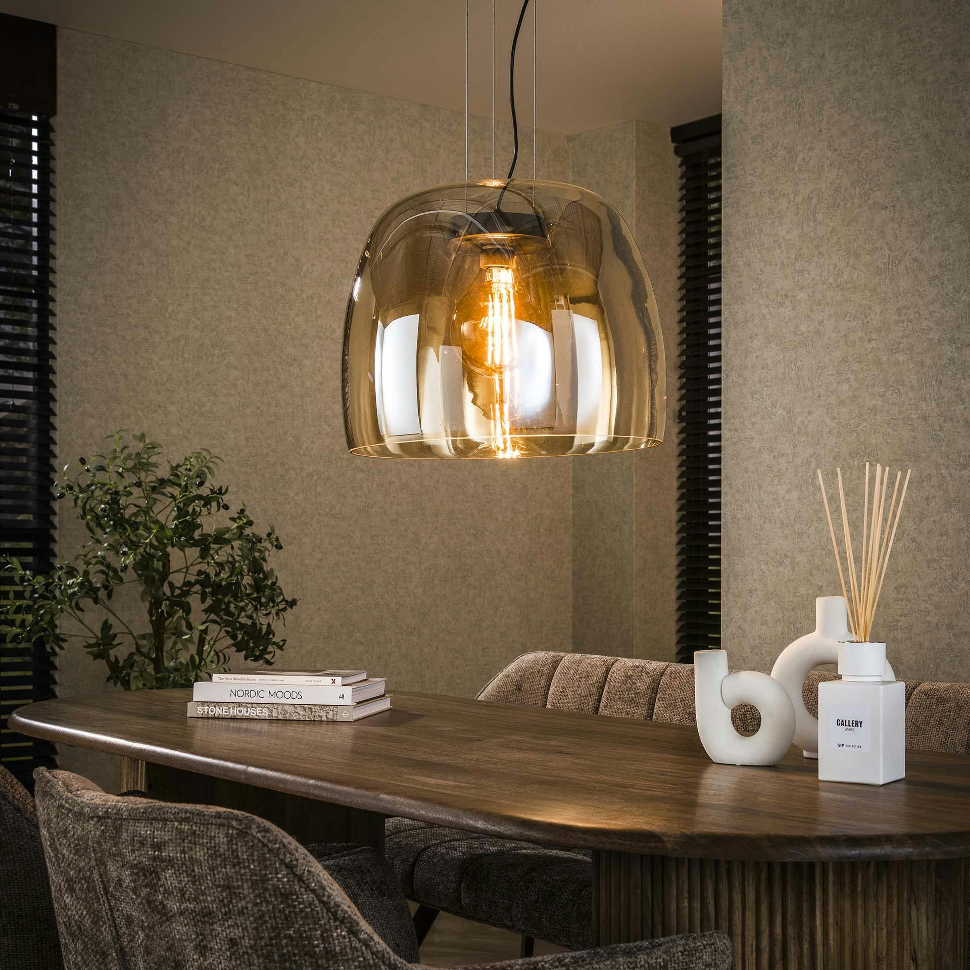 Suspension en verre ambré forme cloche 48 cm NIAGARA | Leroy Merlin