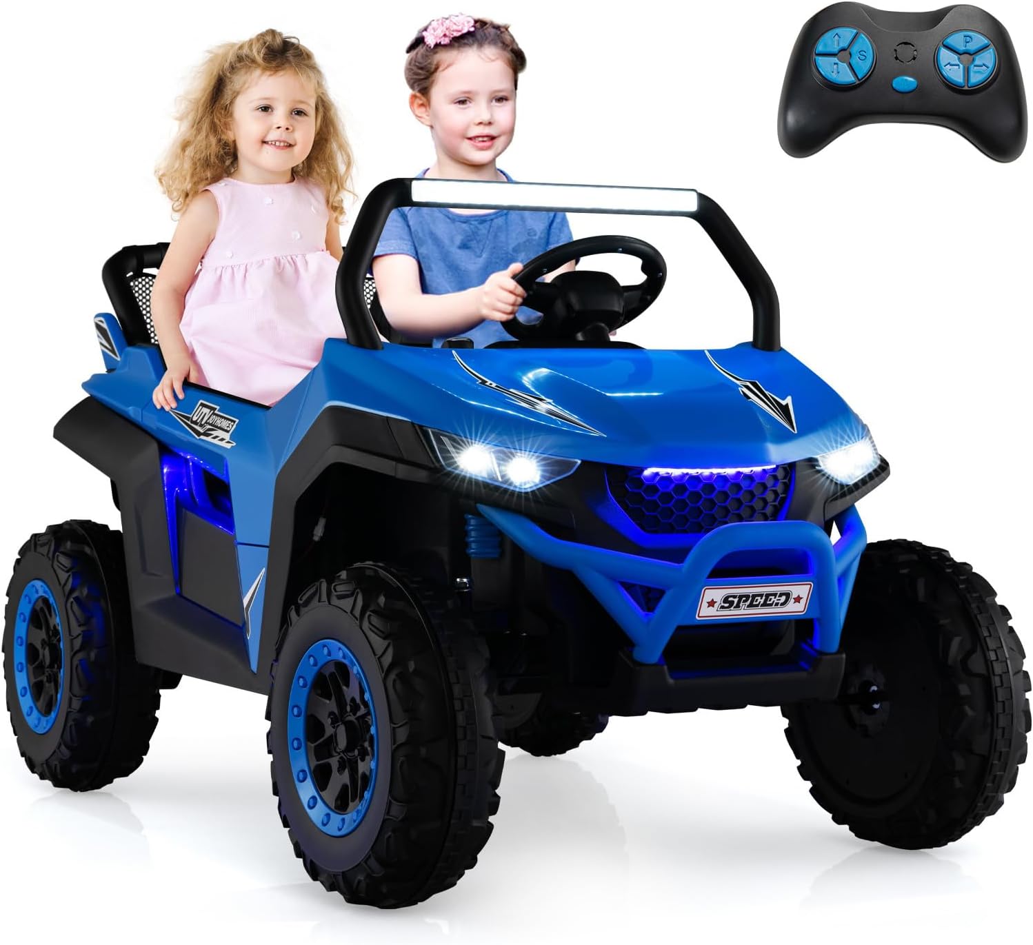 Voiture Electrique Enfants 2 Place avec Télécommande 2,4G, Lumières et Musique, Quad 4x4 ...