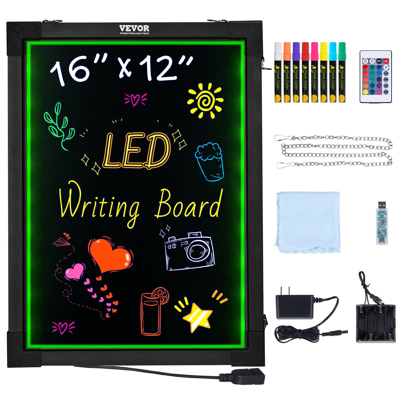 VEVOR Tableau d'écriture LED, 40,6 x 30,5 cm, panneau lumineux ...