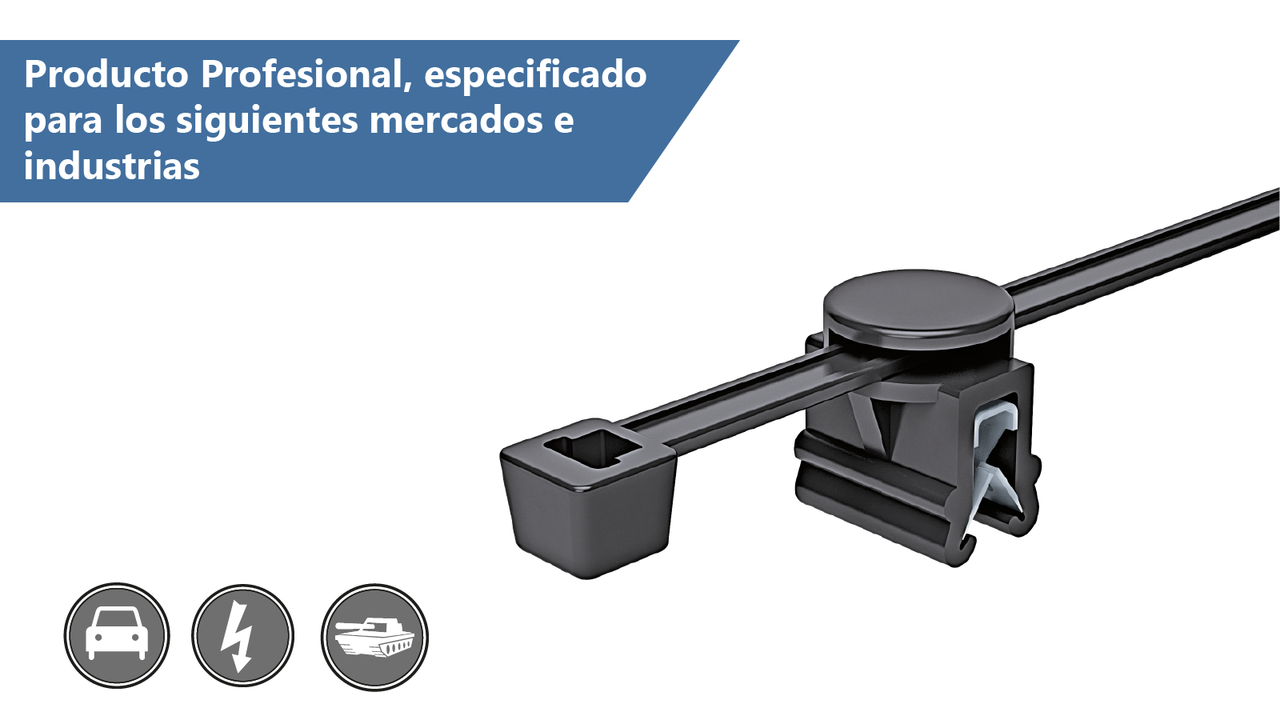 Bridas HellermannTyton con fijación para perfiles, dentado interno, Ø2.0-47.0mm, Color negro,Ref ...