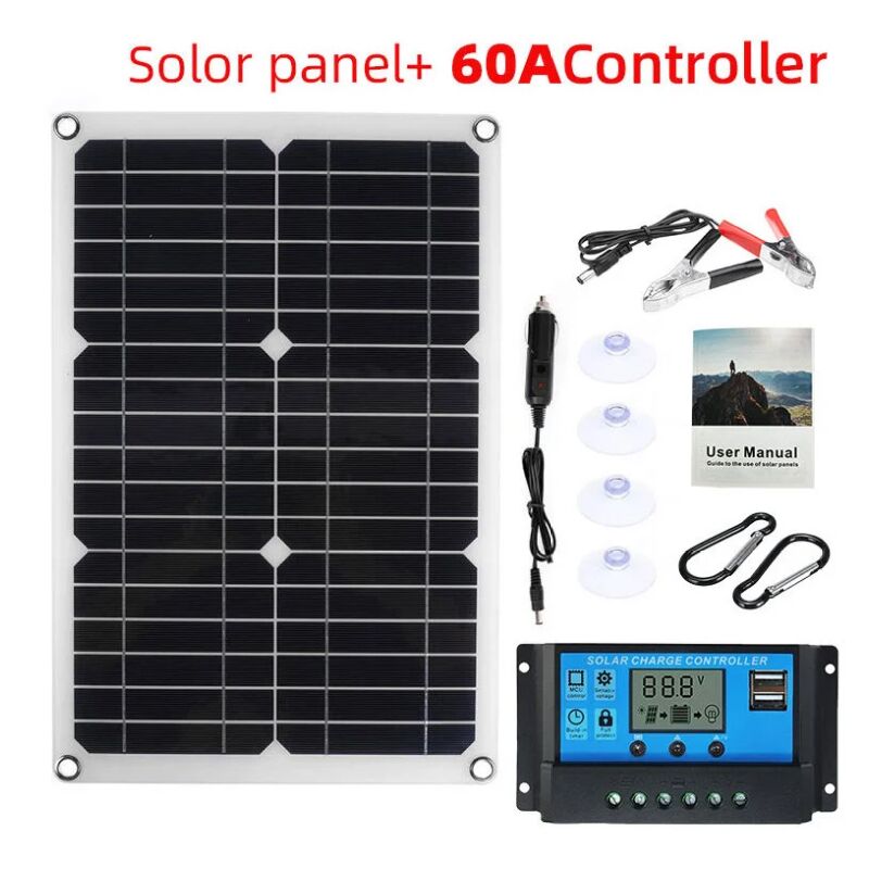 Kit de panel solar de 20 W, 12 V con controlador de carga de batería ...