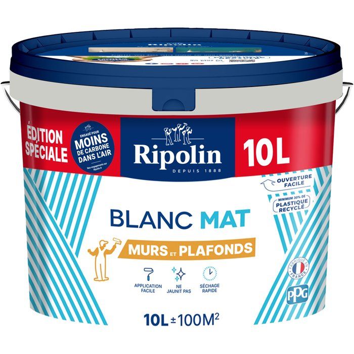 RIPOLIN Pintura para Paredes y Techos - Blanca - Mate - 10 L - Edición ...