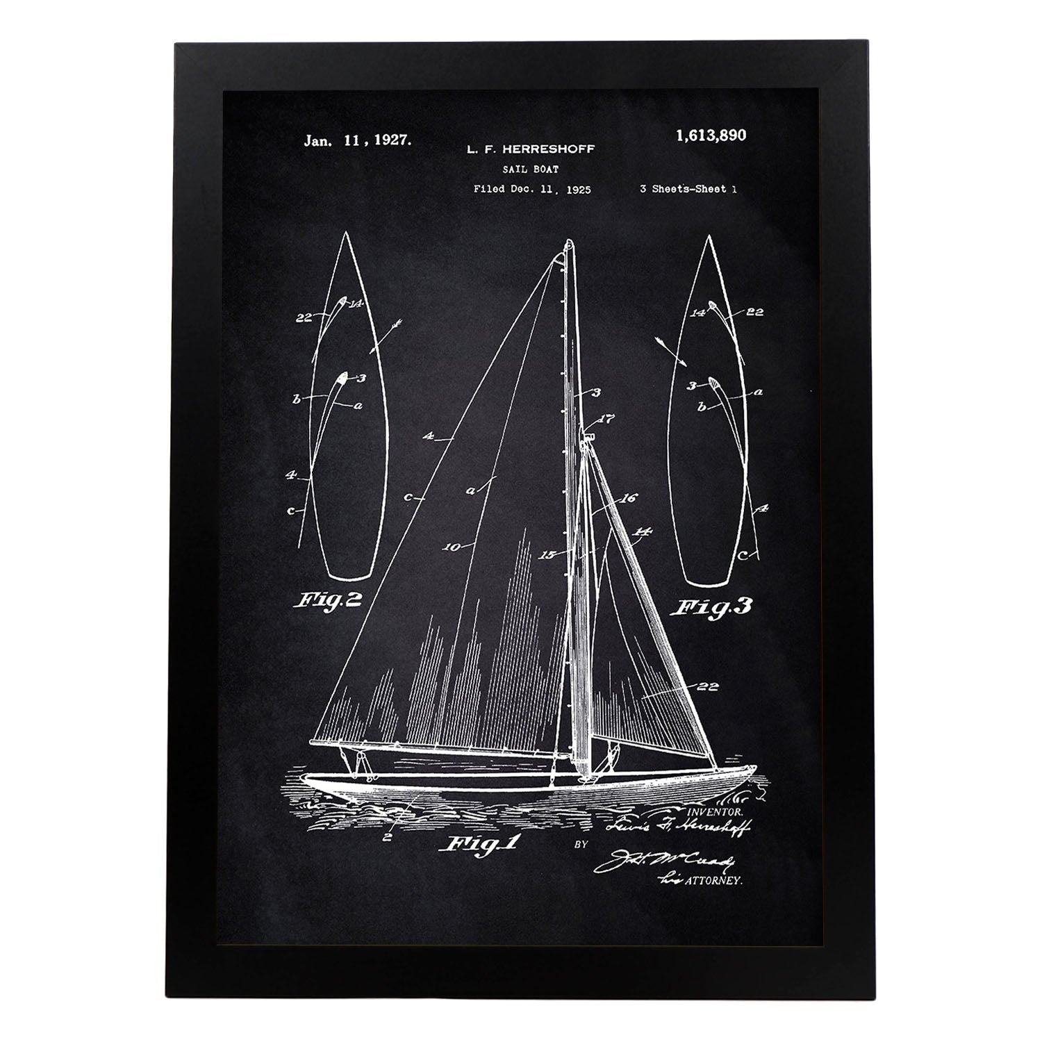 Affiche De Brevet Du Bateau À Voile. Lémina Avec Old Patent Design ...