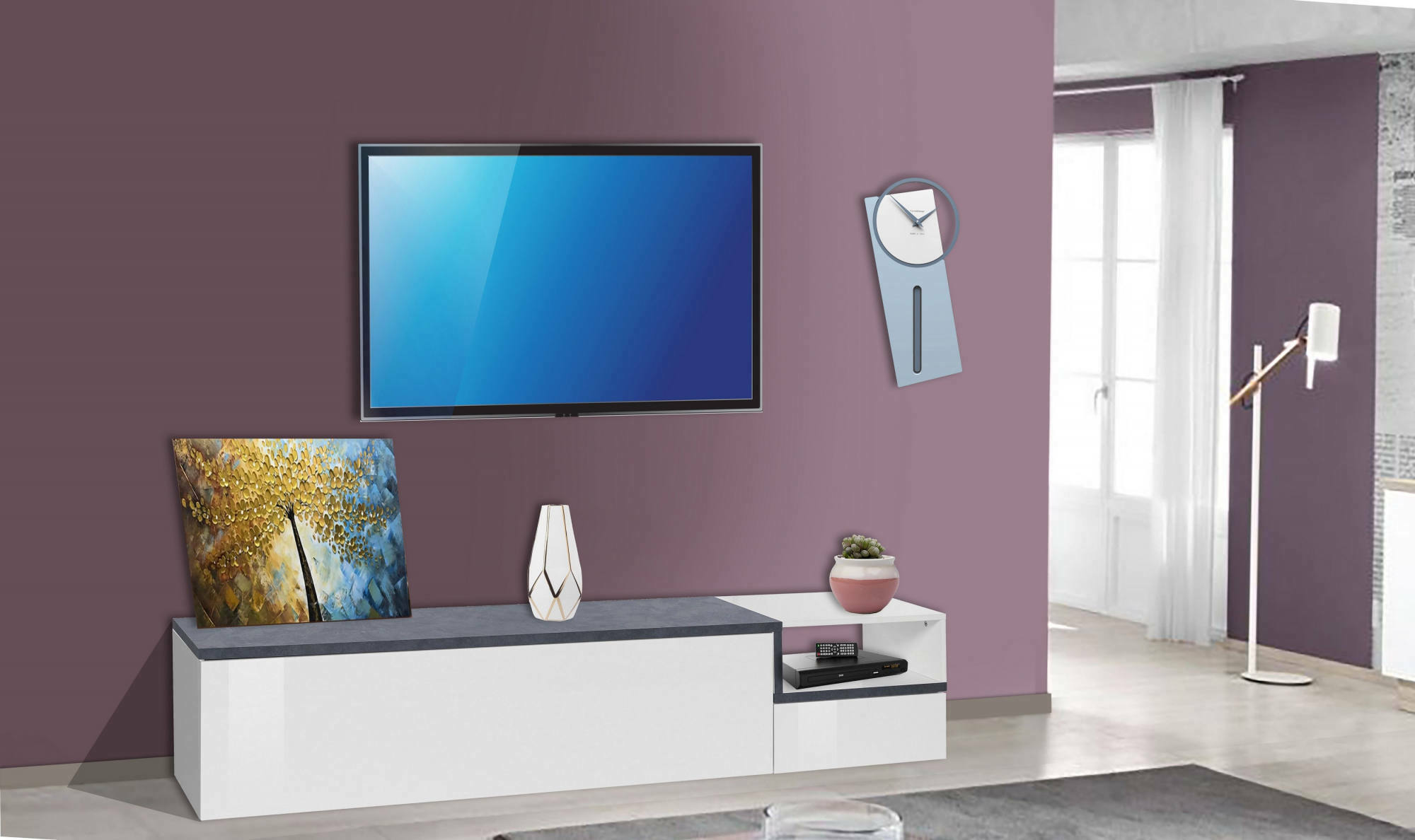 Meuble TV Remo, Buffet bas de salon avec 2 portes, Base pour meuble TV ...