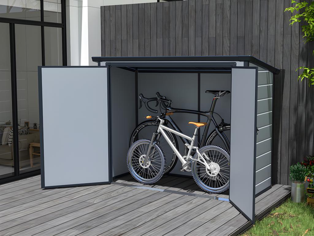 Caseta de jardín de resina para cubos de basura DENEB - Gris - Ancho ...