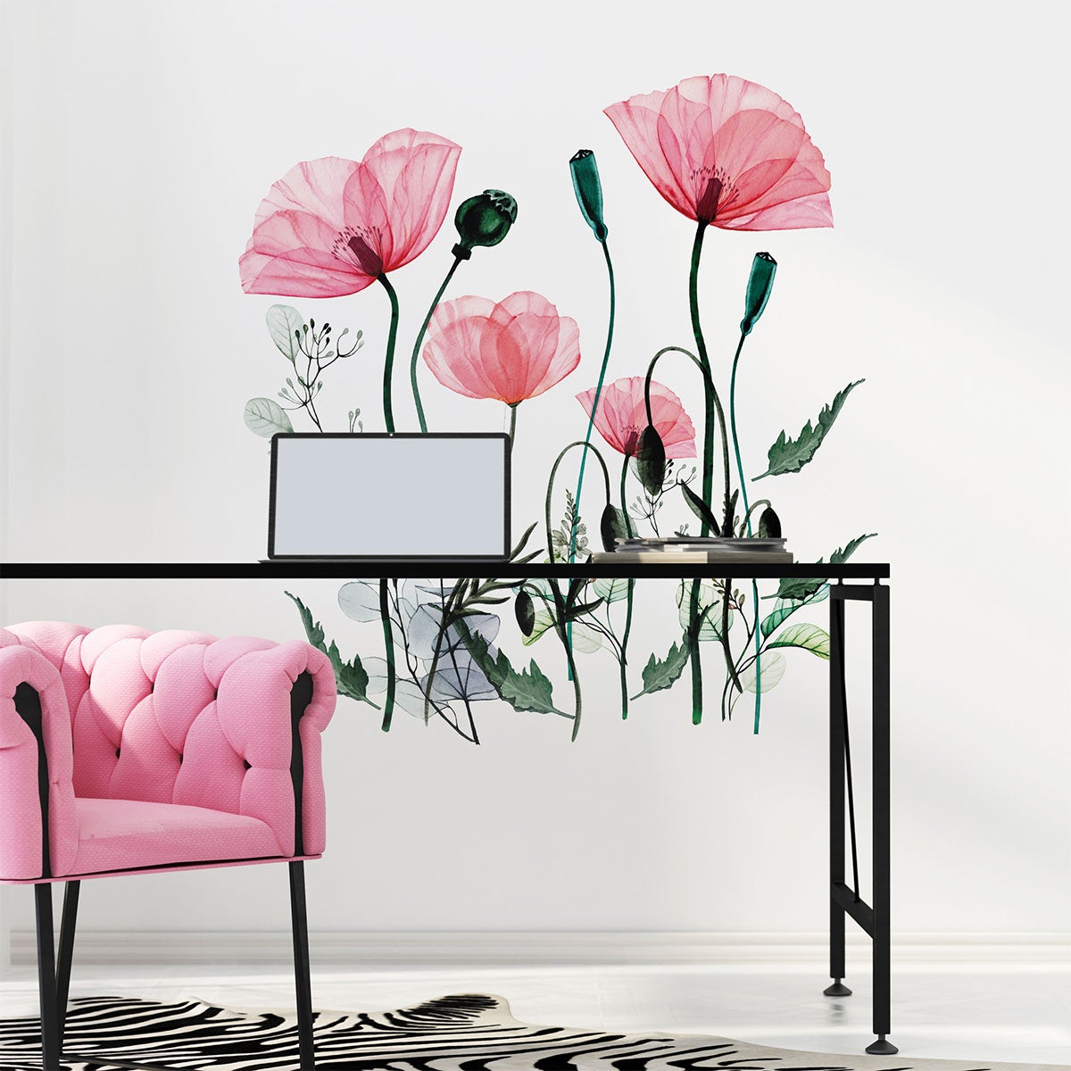 Stickers muraux | Sticker Mural Autocollant - FLEURS COQUELICOTS CHIC ...