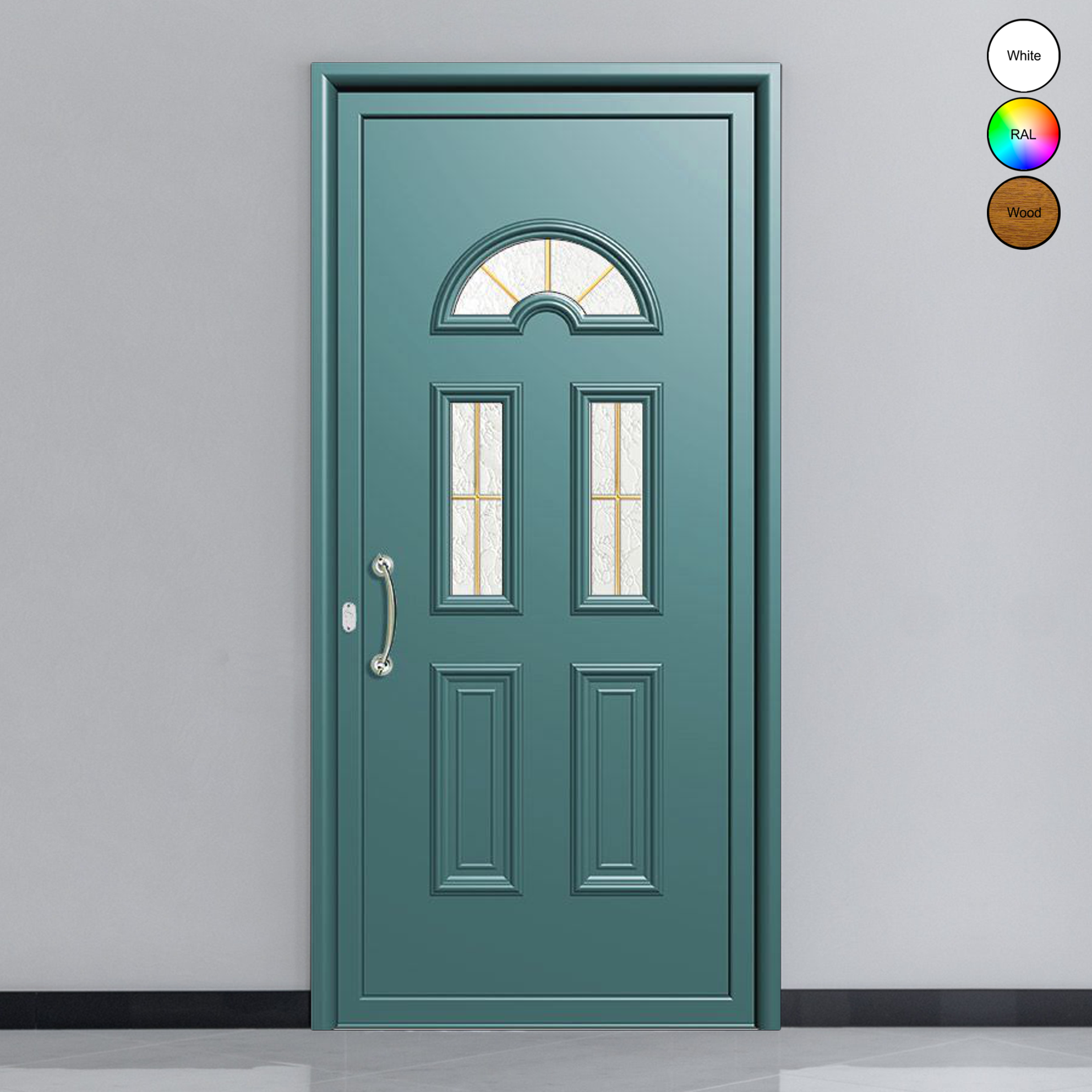 Porte d'entrée en aluminium CLASSIC DESIGN 2206-1 RAL 5021 ( L.: 90 cm ...