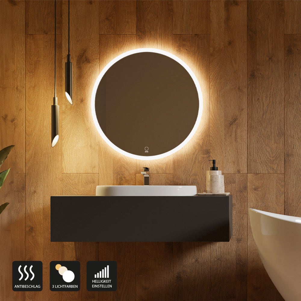 Home Deluxe - miroir LED - rond - 3 couleurs de lumière différentes ...